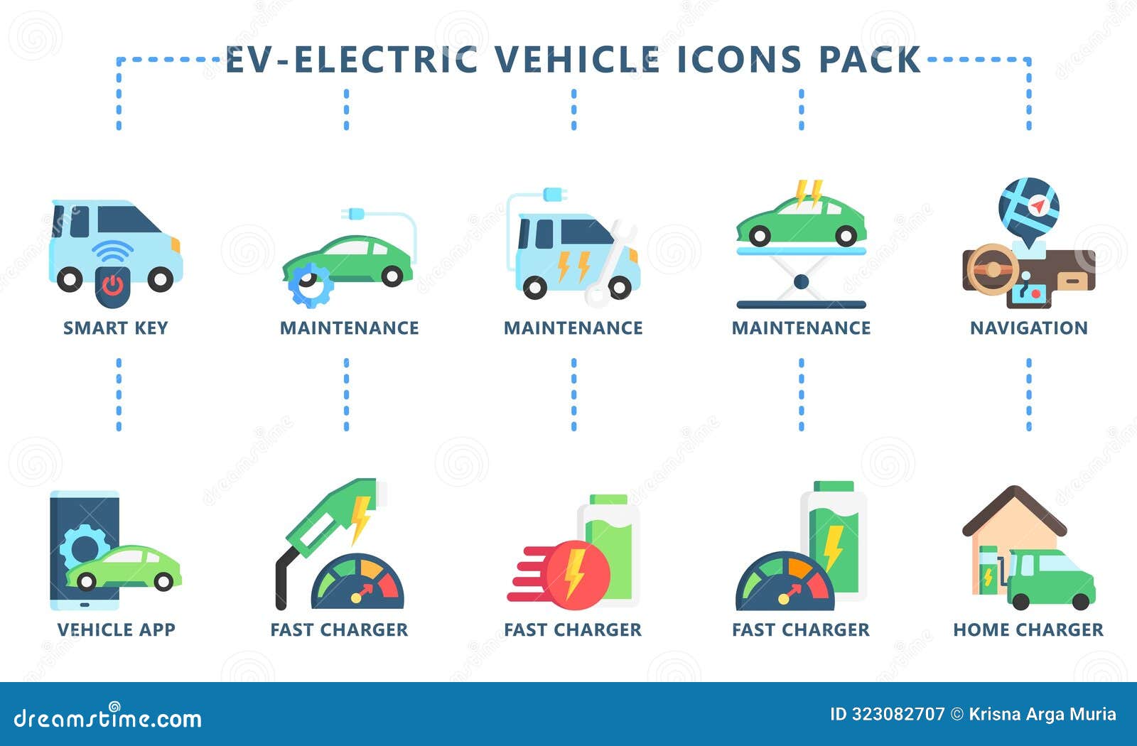 EV-Electronic Vehicles Multi Color Icons Pack Stock Vector ...