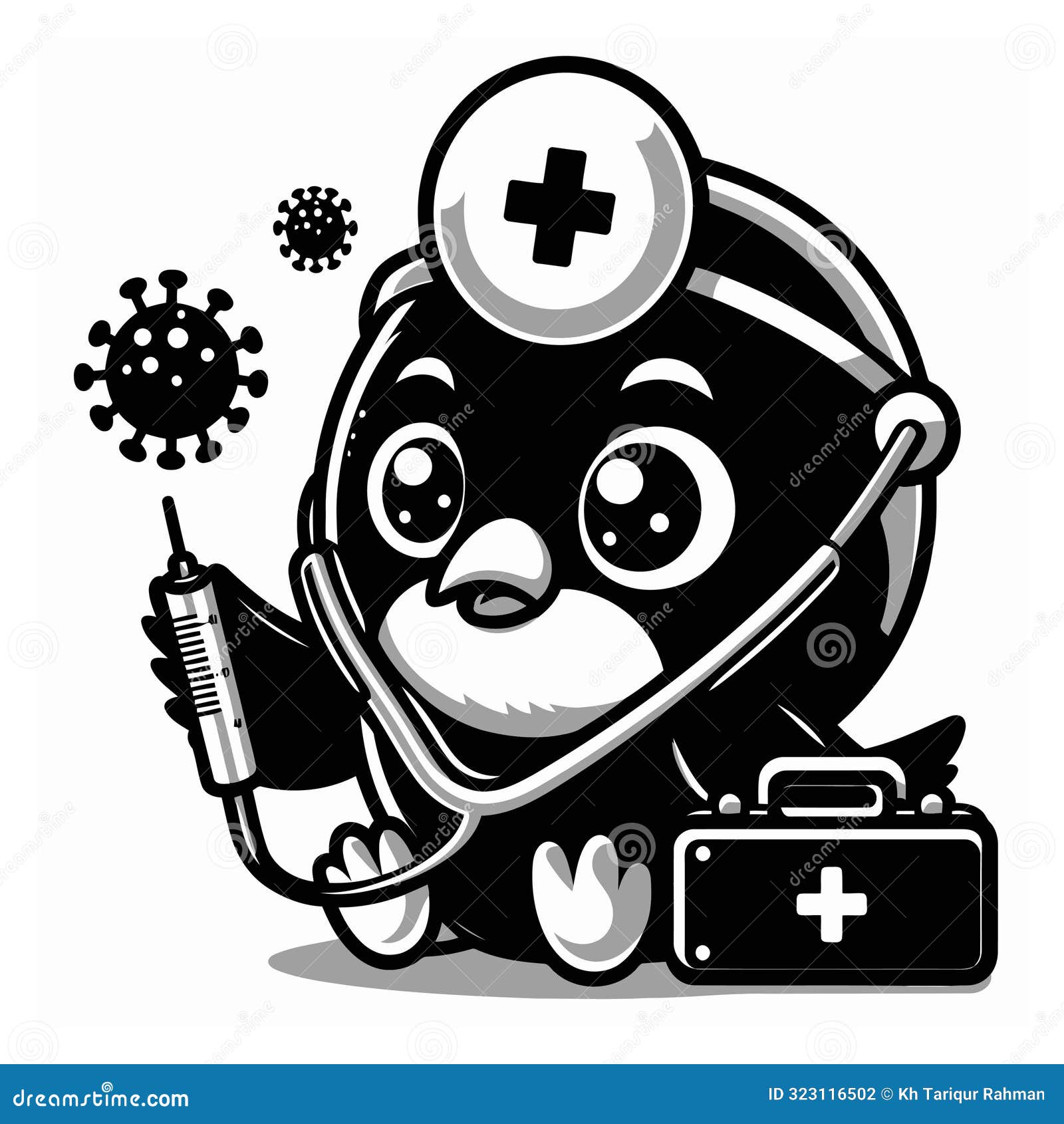Doctor - Bird With Thermometer And Bag Vector Illustration ...