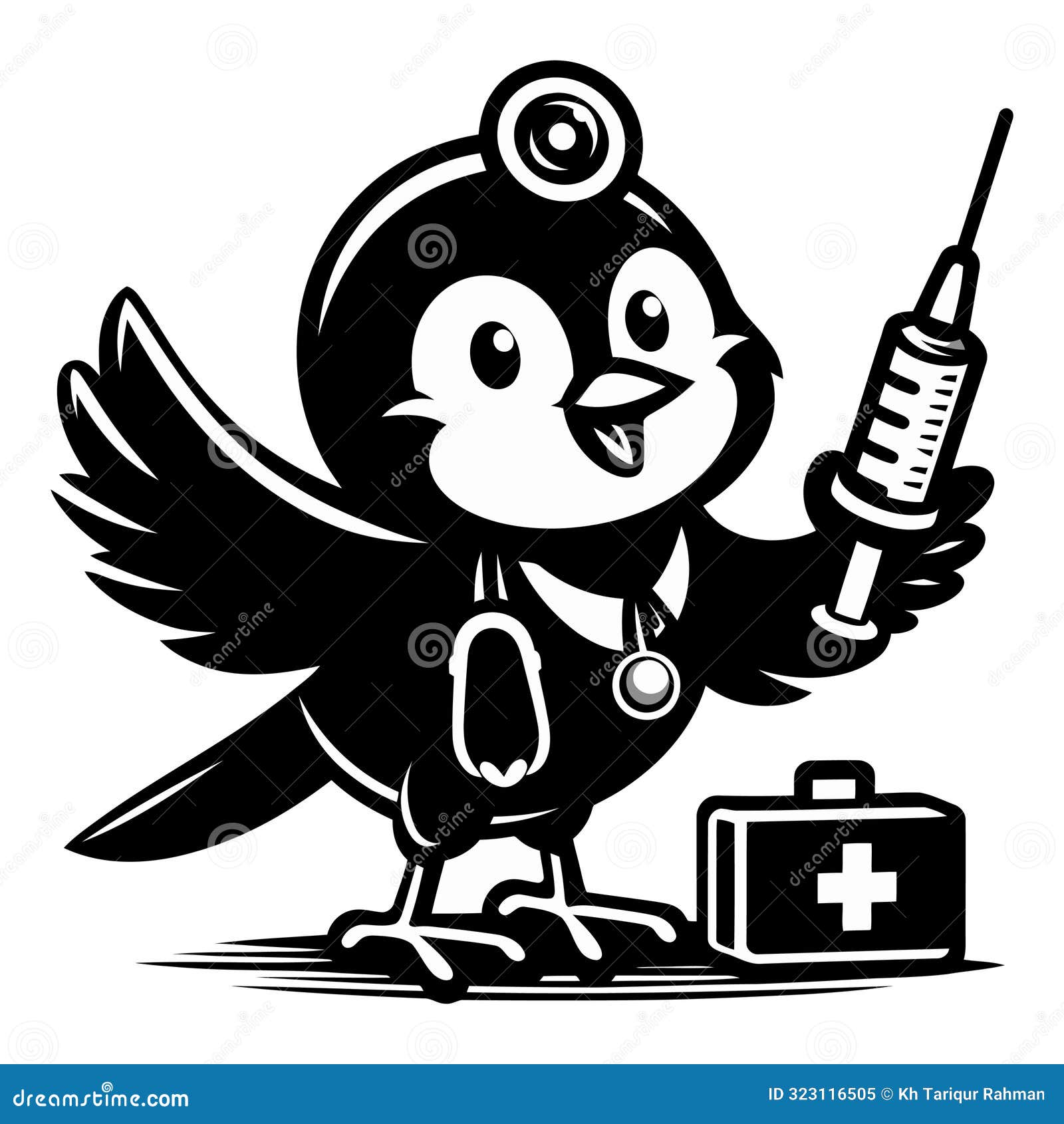 Doctor - Bird With Thermometer And Bag Vector Illustration ...