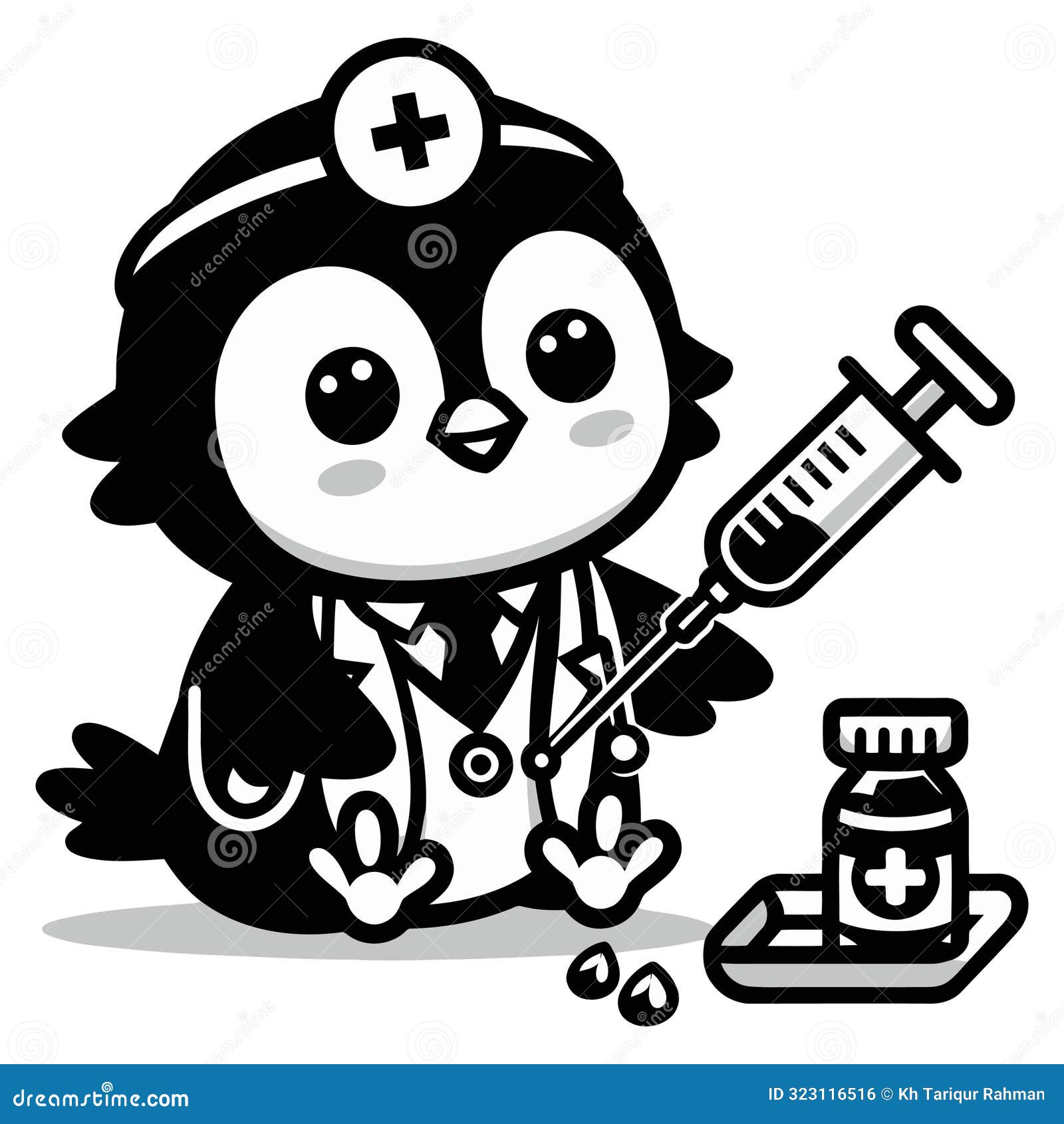 Doctor - Bird With Thermometer And Bag Vector Illustration ...