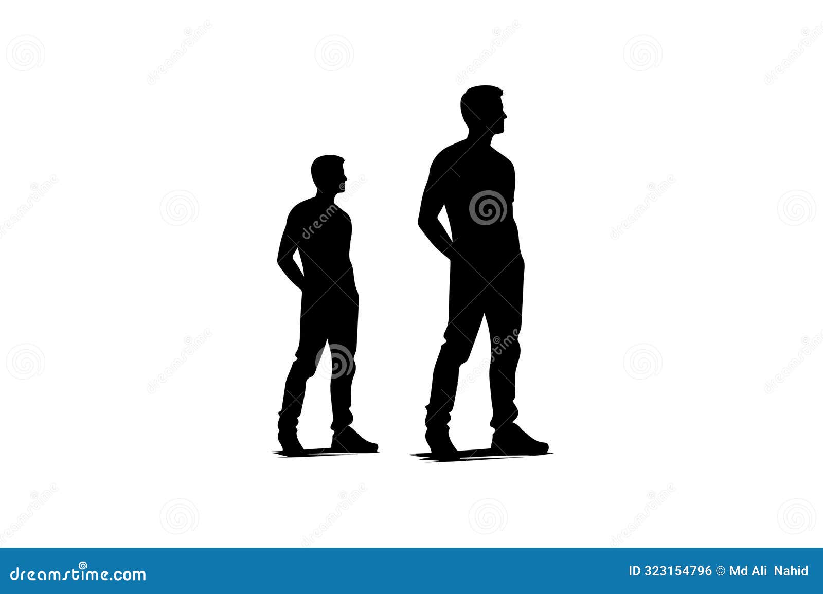 Two Creative Man Standing in Front of Two People Silhouette. Stock ...