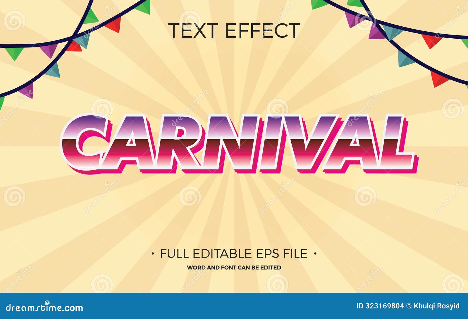 Vector Text Effect Retro Carnival. Editable Text Stock Vector ...
