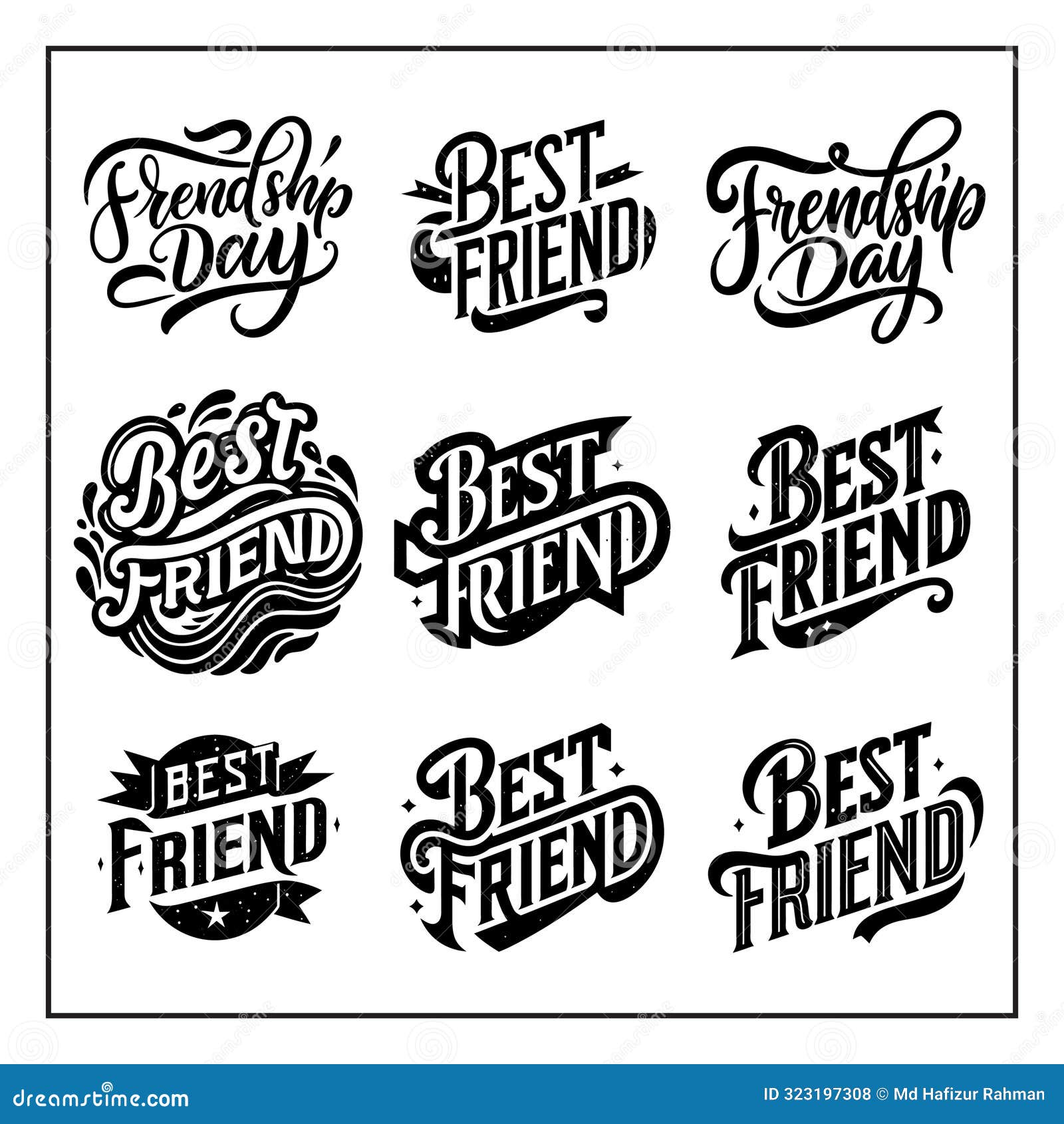 Best Friend Vector Art Illustration Nine Typography Stock Vector ...
