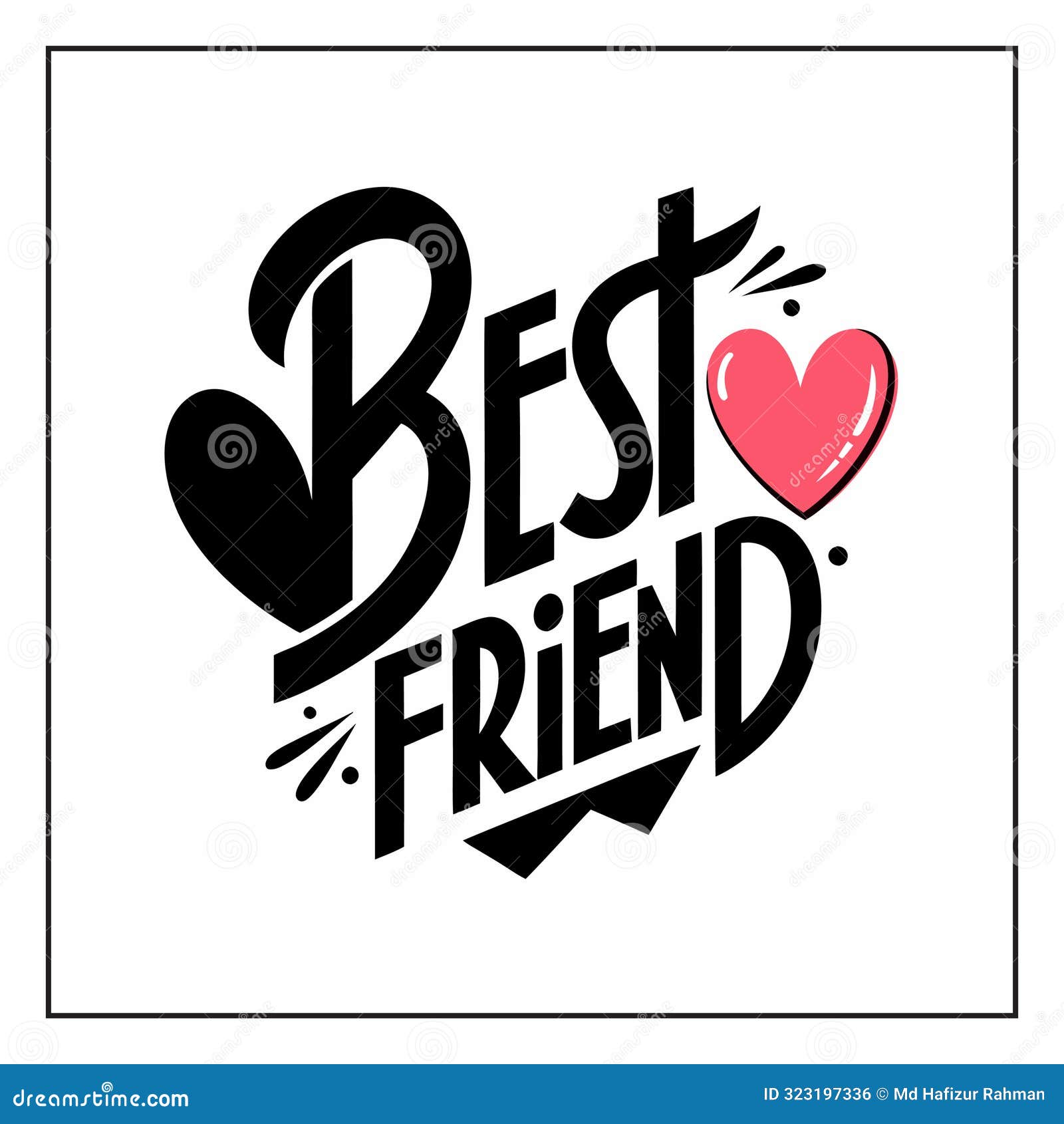 Best Friend Vector Art Illustration with Red Love Icon Stock Vector ...