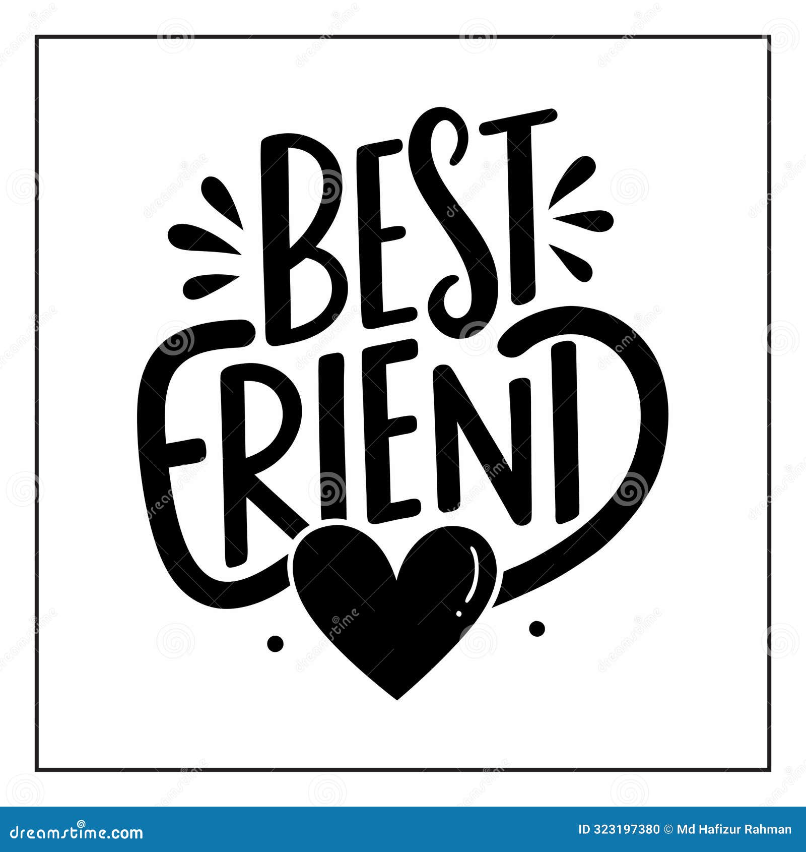 Best Friend Vector Art Illustration with Love Icon Stock Vector ...