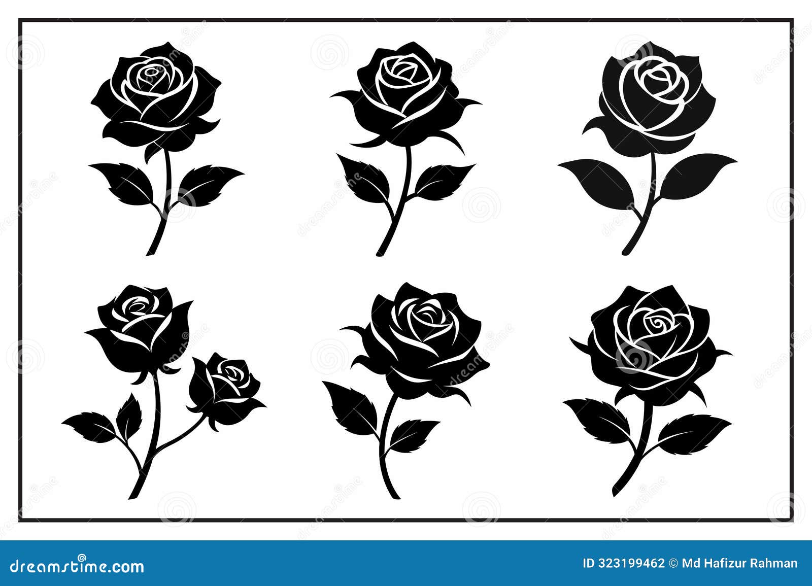 Ross Flowers Vector Art Illustration Six Pics Stock Vector ...