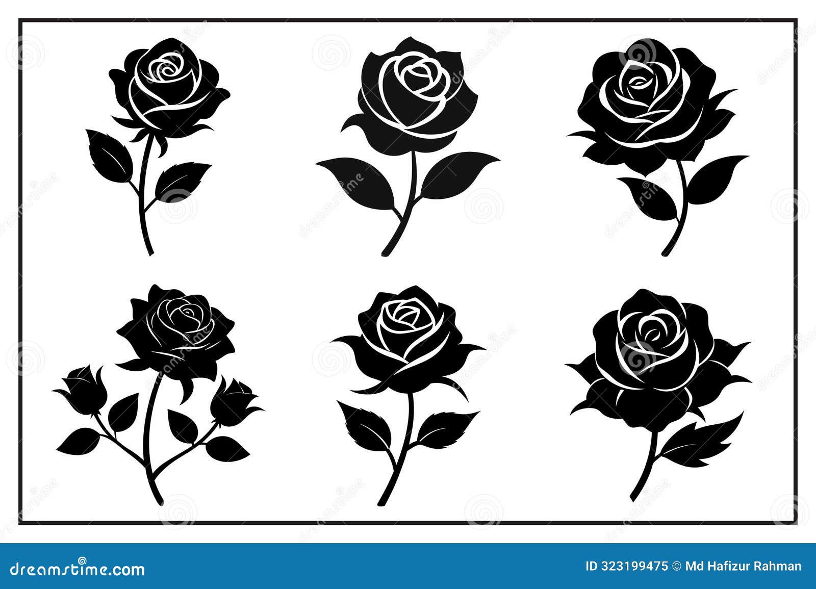 Ross Flowers Vector Art Illustration Bundle Stock Vector - Illustration ...