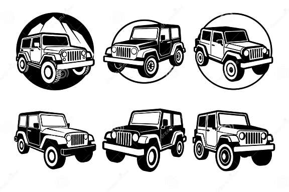Jeep Silhouette Vector Illustration in Bundles of Six Stock Vector ...