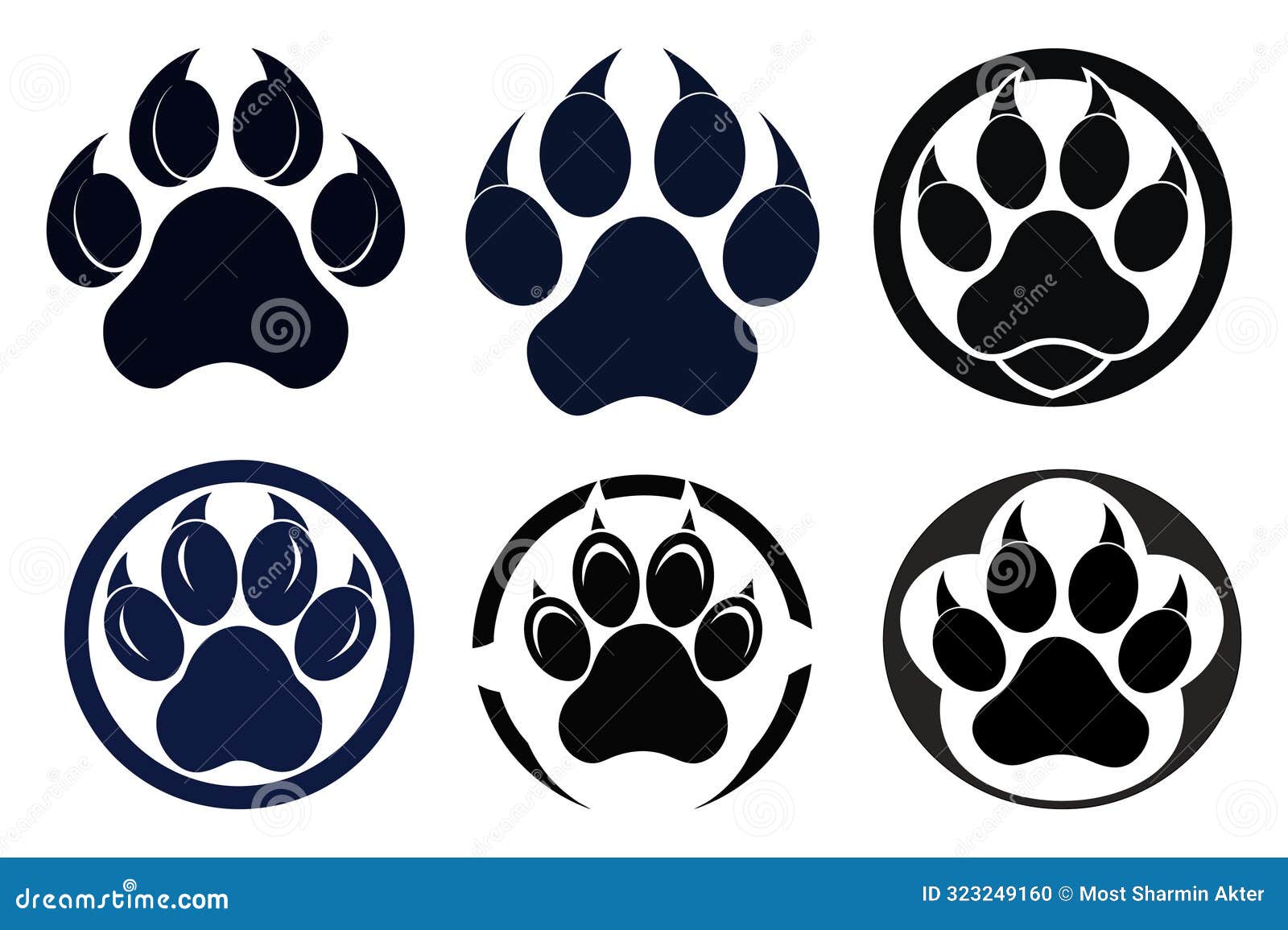 Animal Footprint Icon Vector Illustration Collection. Stock Vector ...