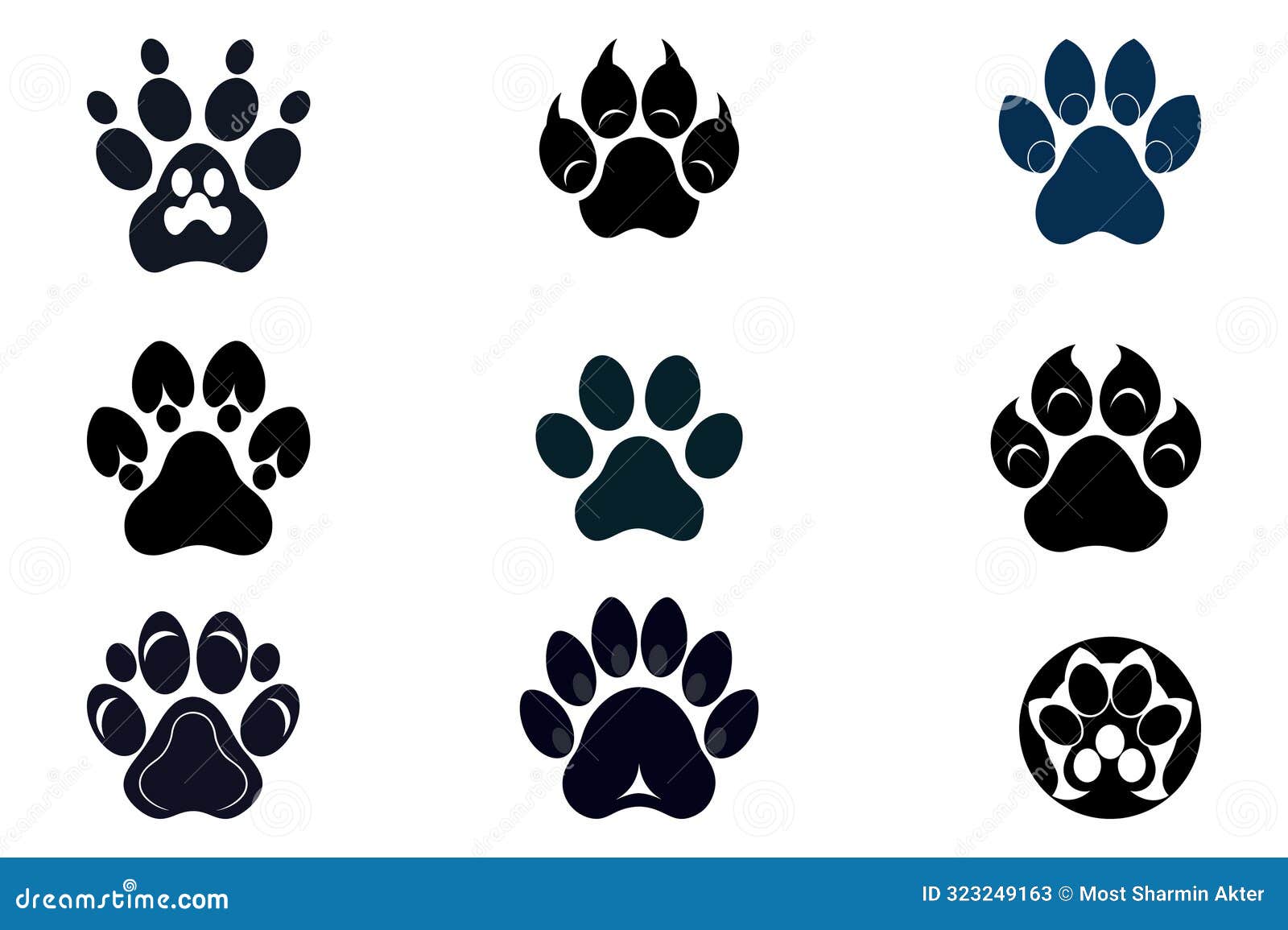 Animal Footprint Icon Vector Illustration Collection. Stock Vector ...