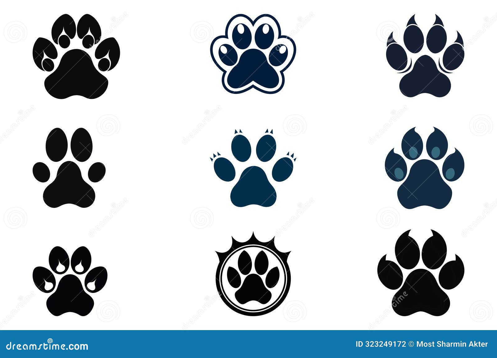Animal Footprint Icon Vector Illustration Collection. Stock Vector ...