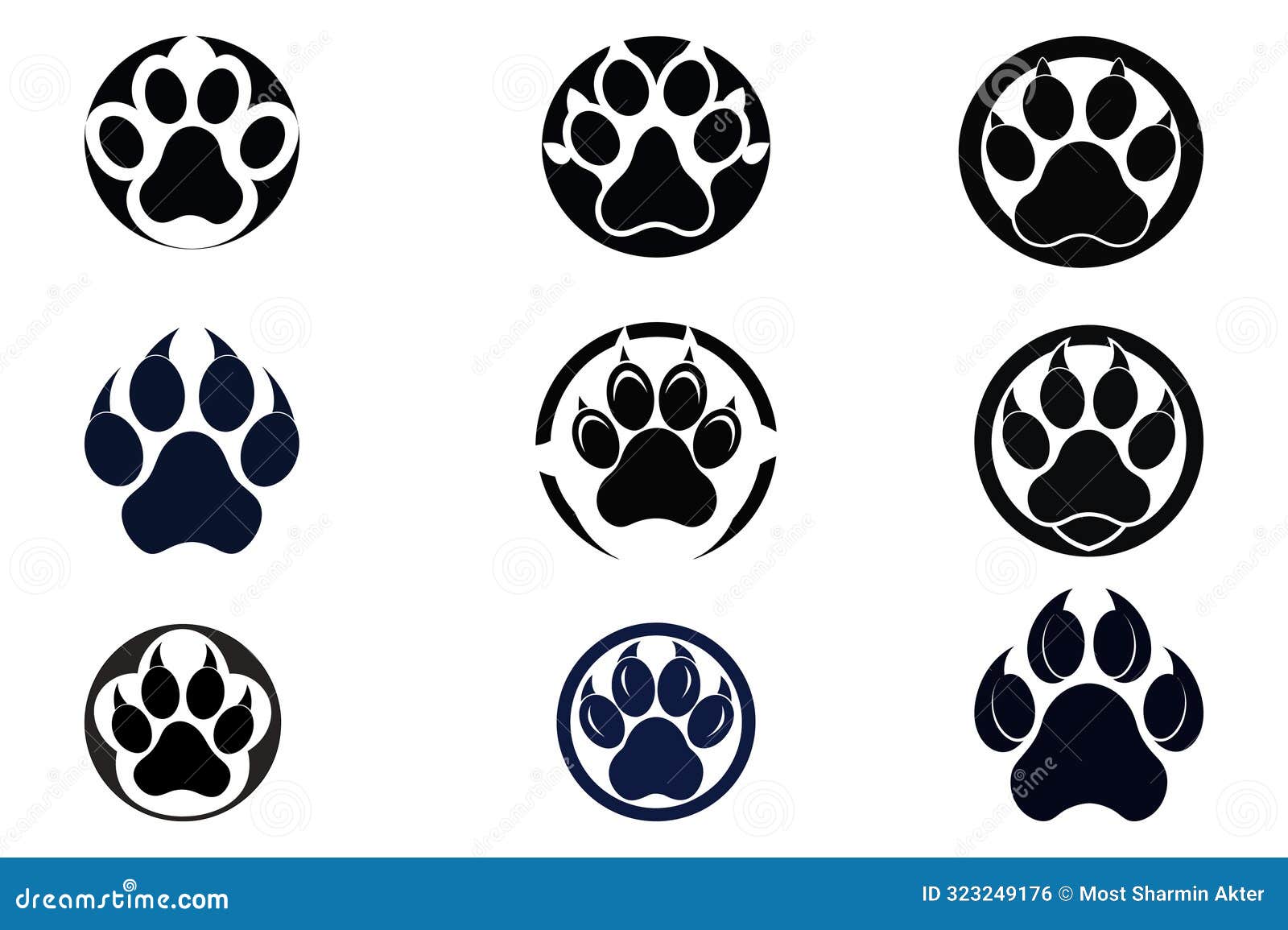 Animal Footprint Icon Vector Illustration Collection. Stock Vector ...