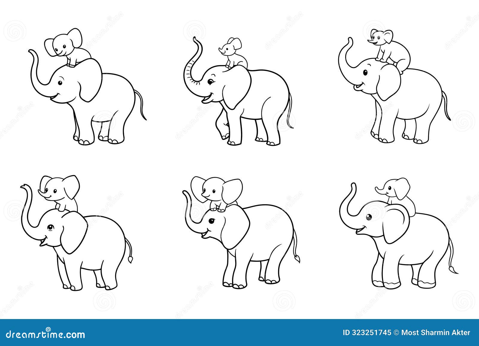 Adorable Baby Elephant Raster Photo Collection. Stock Vector ...