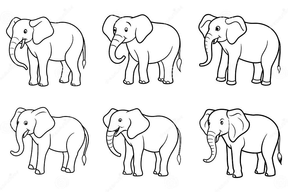 Adorable Baby Elephant Raster Photo Collection. Stock Vector ...