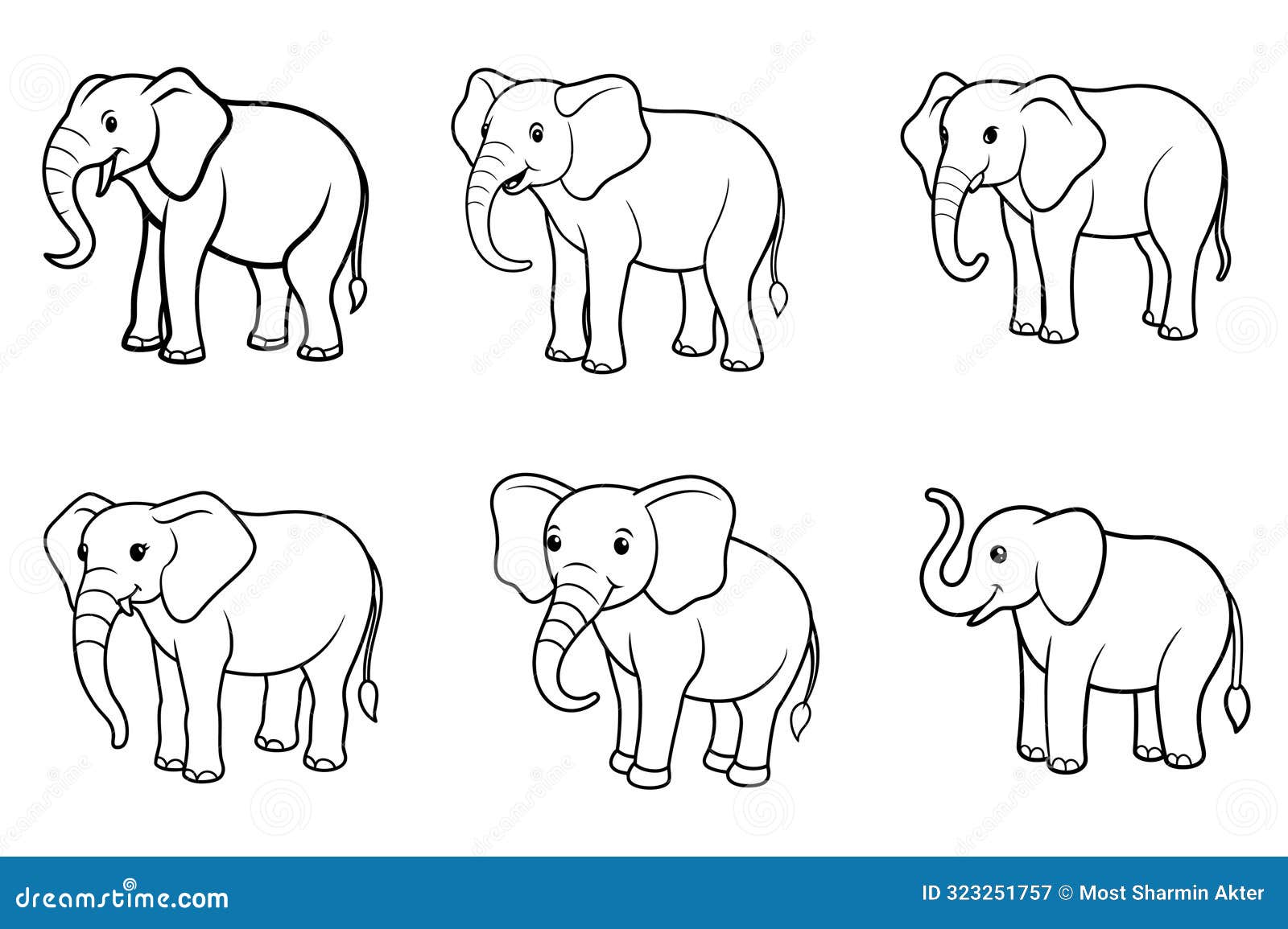 Adorable Baby Elephant Raster Photo Collection. Stock Vector ...