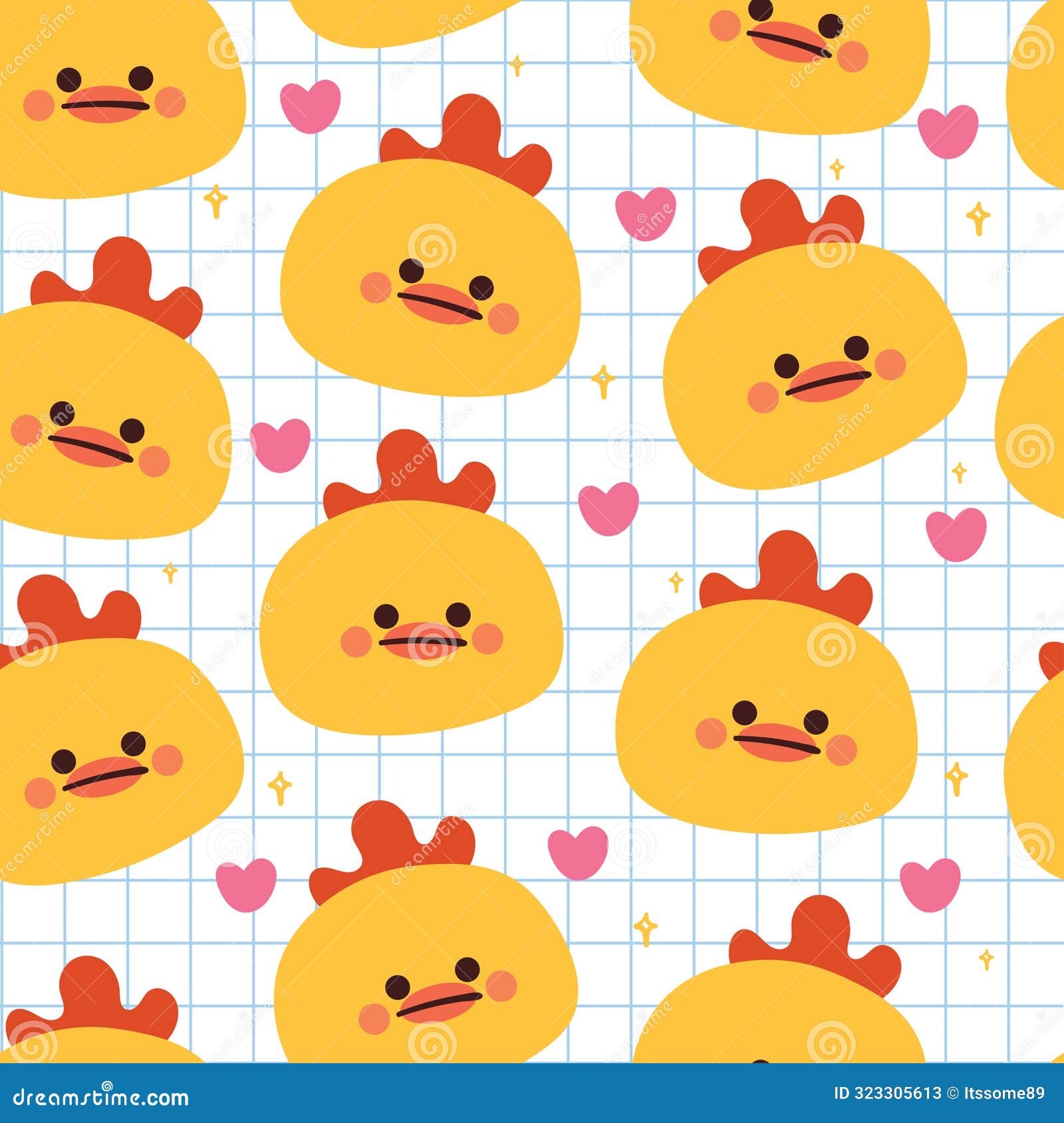 Seamless Pattern Cartoon Chick Stock Vector - Illustration of chick ...
