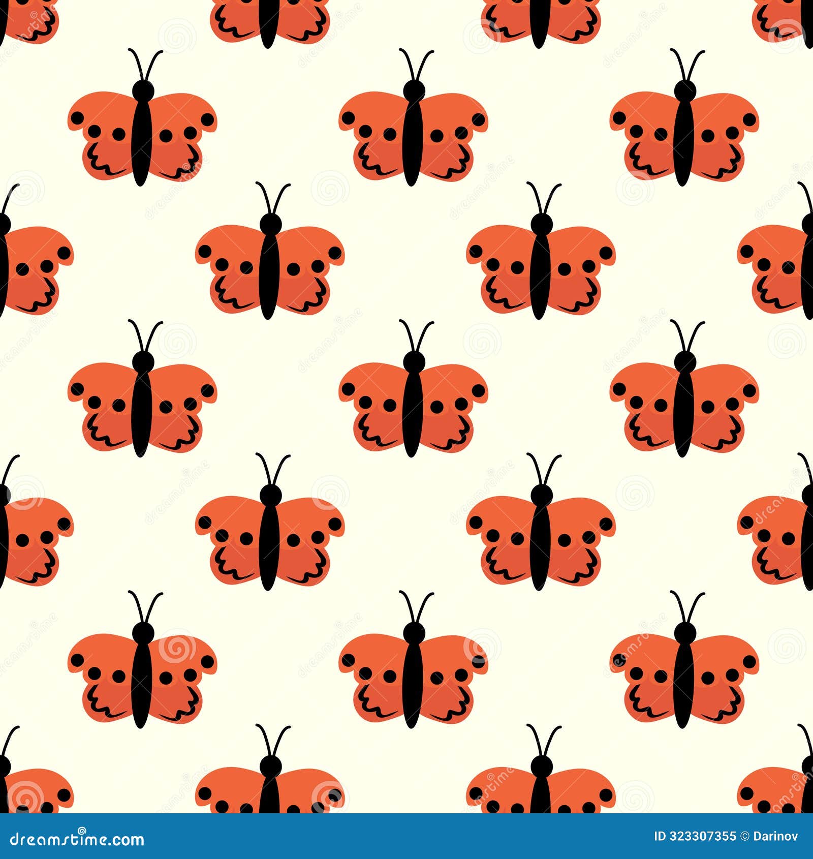 Seamless Pattern with Red Butterfly. Abstract Ornament Design Wings ...