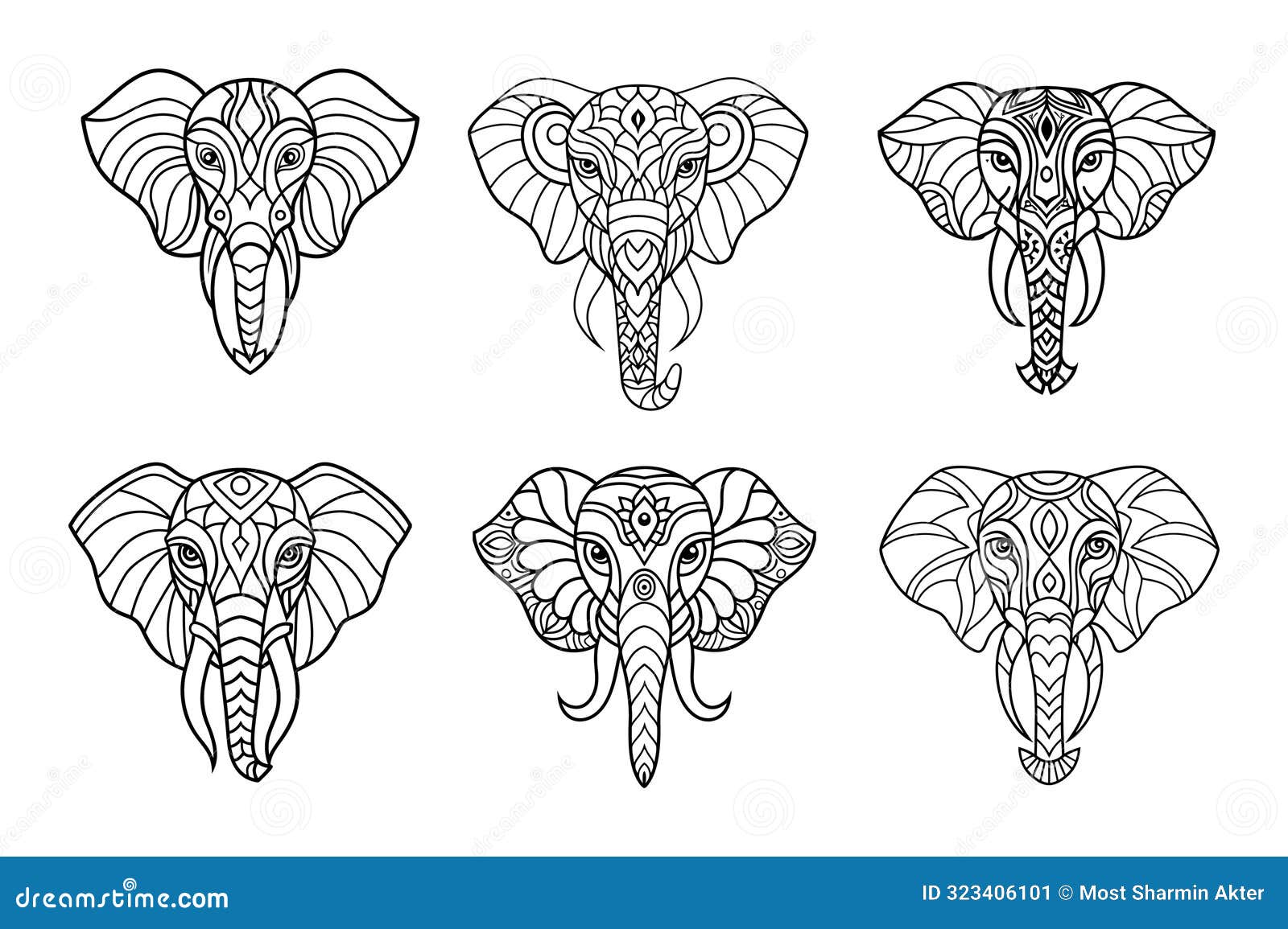 Entangle Style Abstract Doodle Coloring Page Collection. Cartoon Vector ...