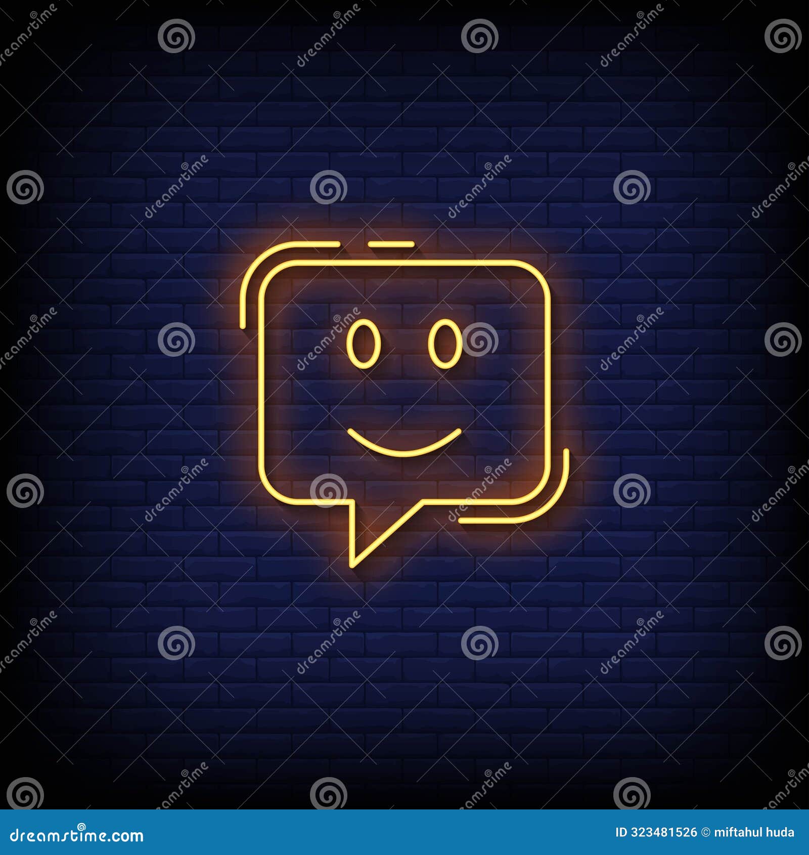 Slightly Smile Face Emoji Symbol Neon Sign Vector Stock Vector ...
