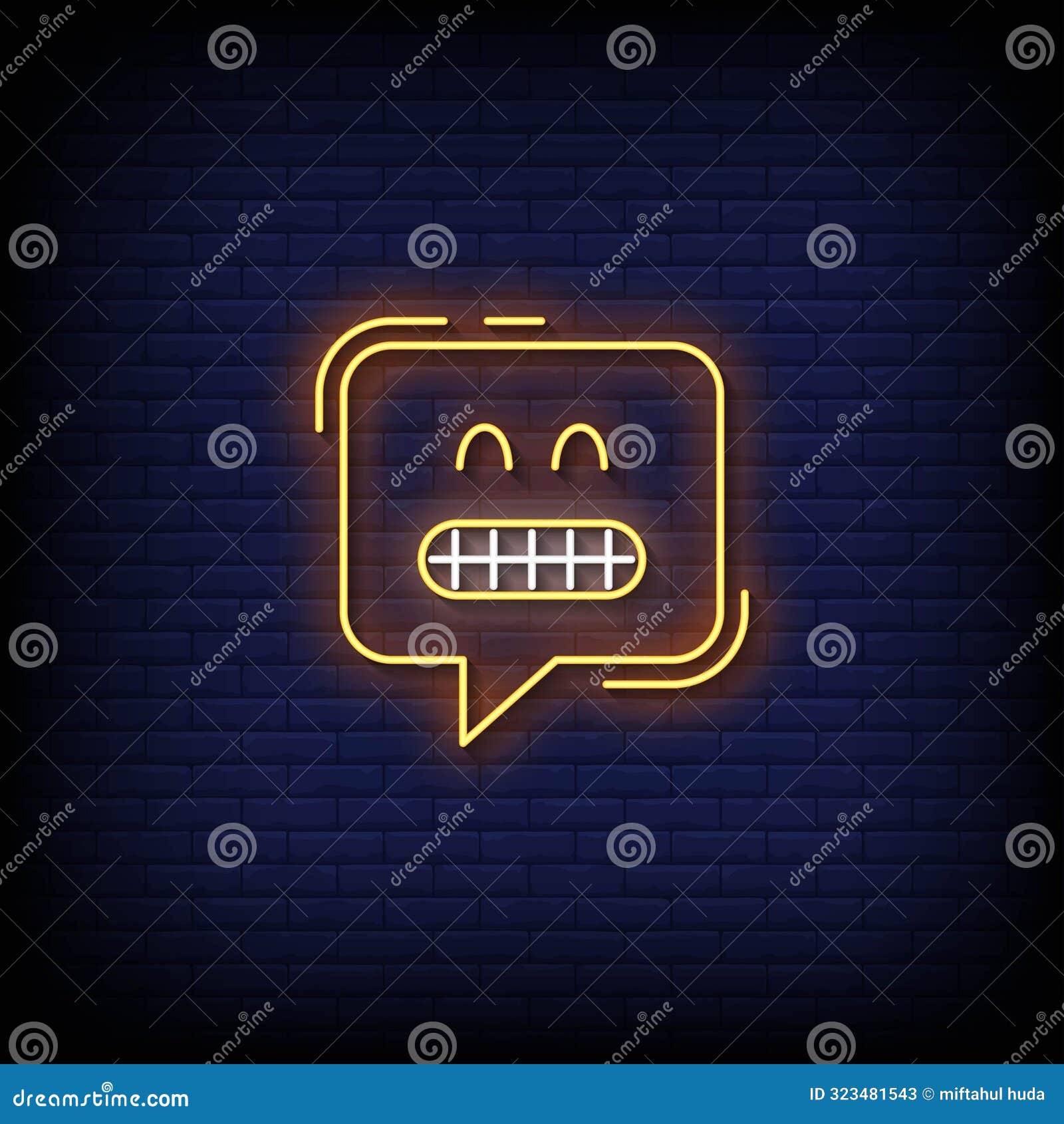 Grin Emoji Symbol Neon Sign Vector Stock Vector - Illustration of ...