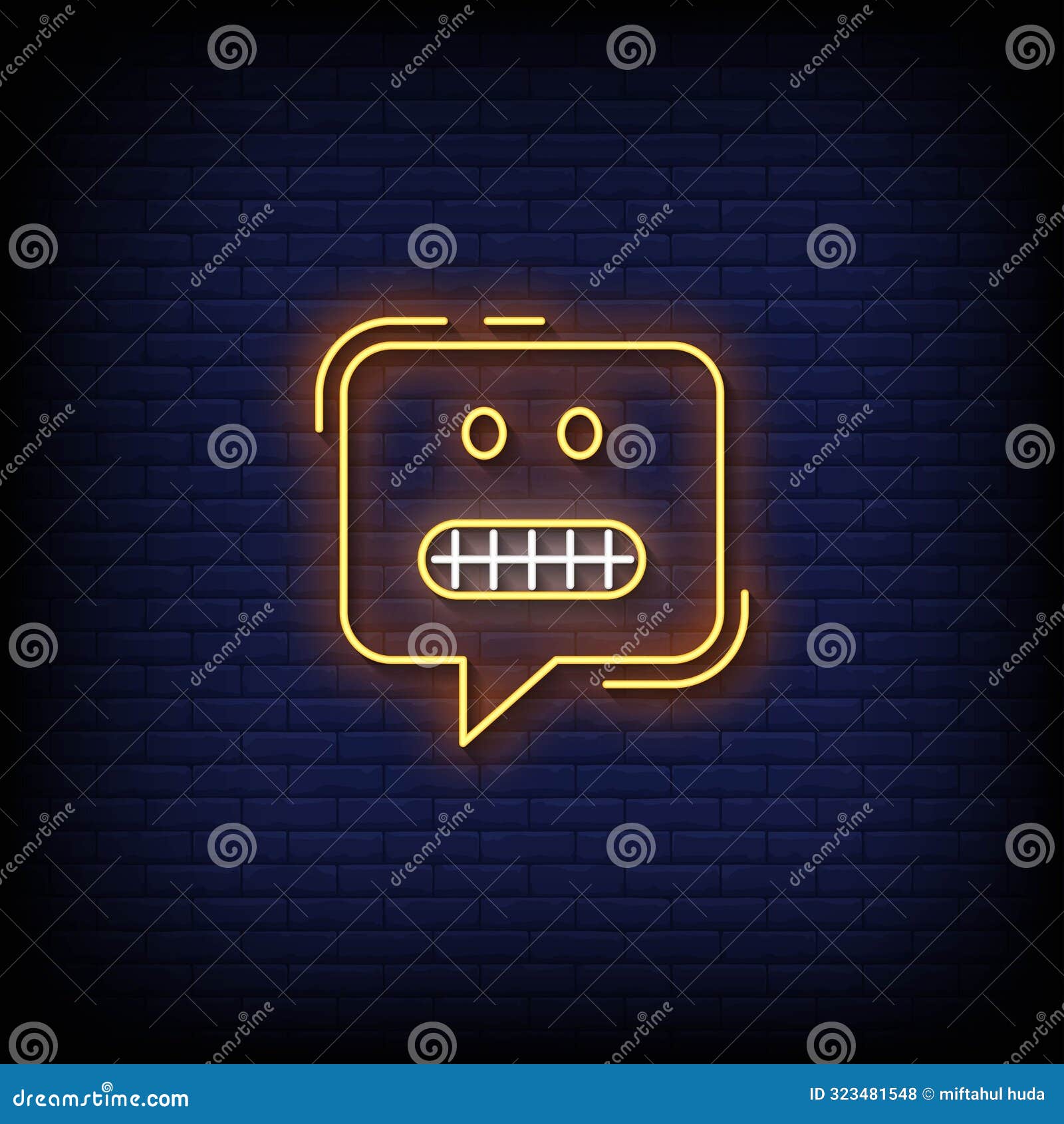 Grimacing Emoji Symbol Neon Sign Vector Stock Vector - Illustration of ...