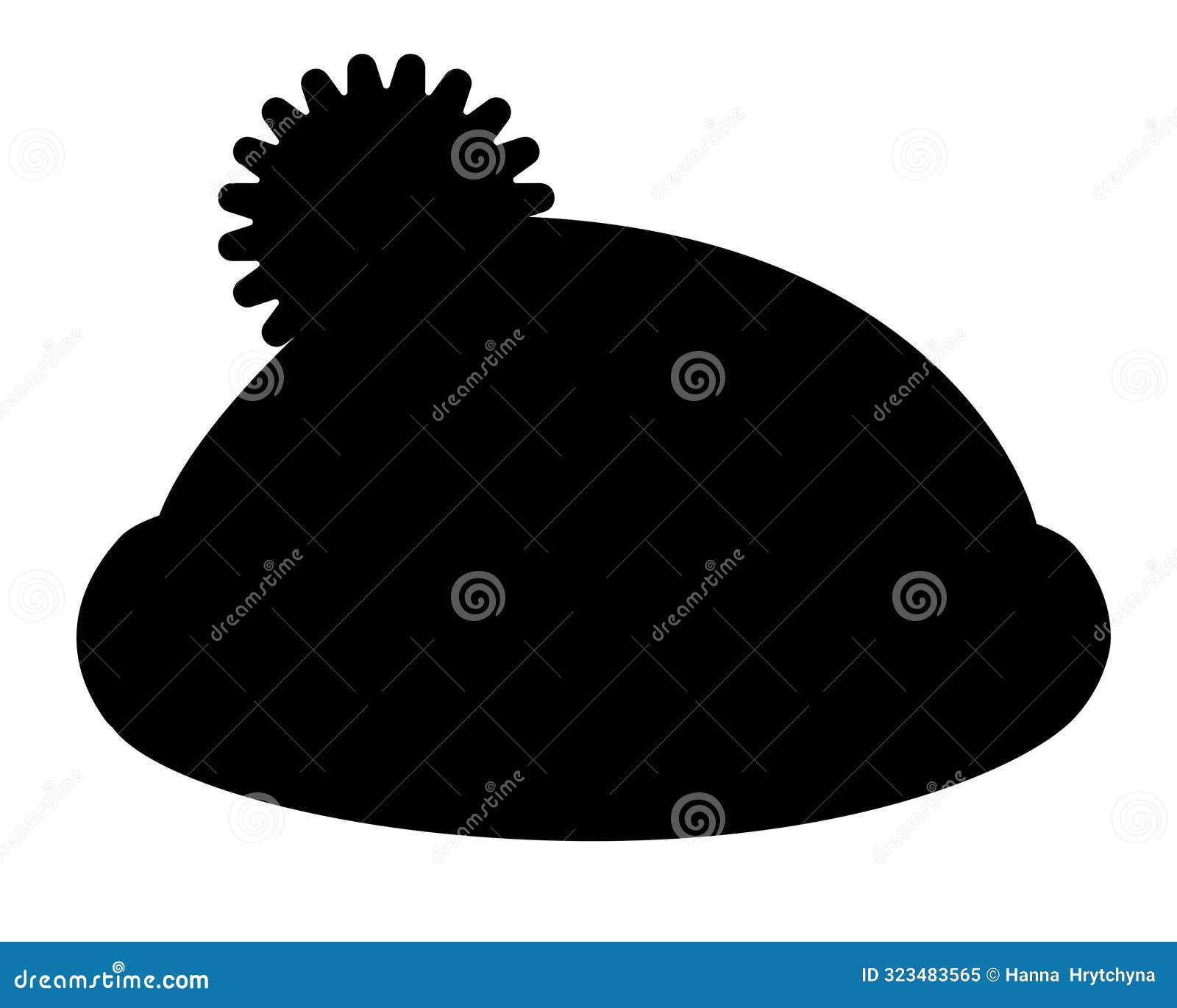 Hat with Pompom, Warm Winter Accessory, Headdress - Vector Silhouette ...