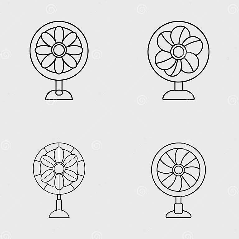 4 Electric Fan Vector Art Illustration Stock Vector - Illustration of ...