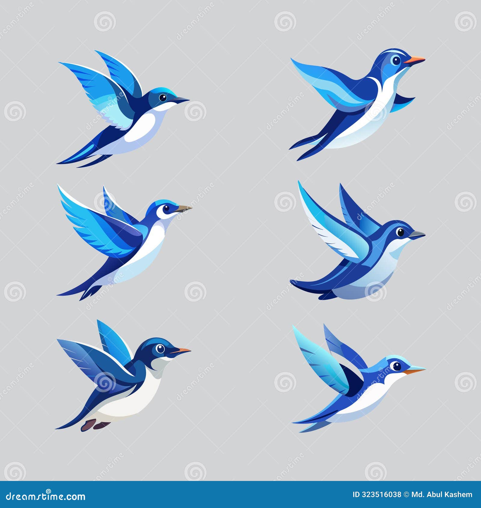 Flying Blue Penguin Vector Illustration . Stock Vector - Illustration ...