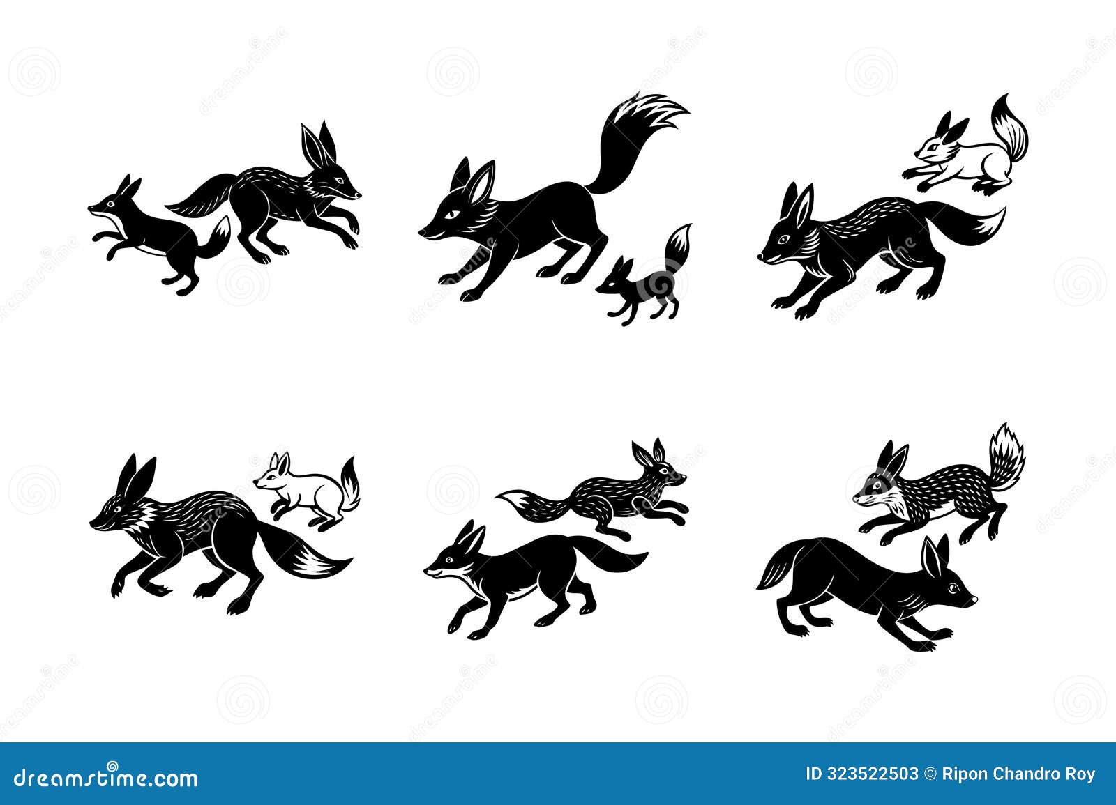 A Fox Chasing after a Rabbit Stock Vector - Illustration of scene ...