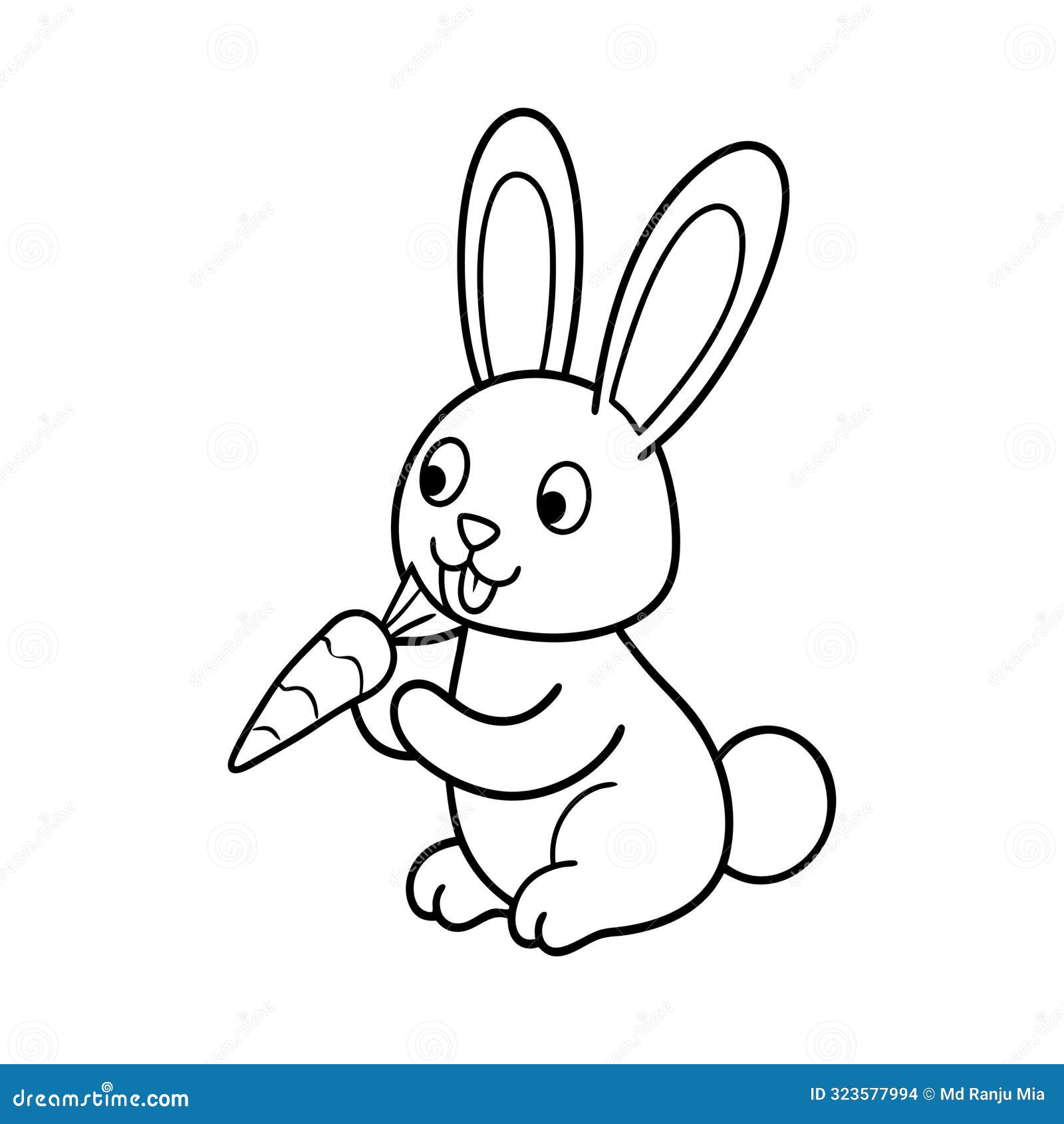 Rabbit Eating Carrot Coloring Page Collection. Stock Vector ...