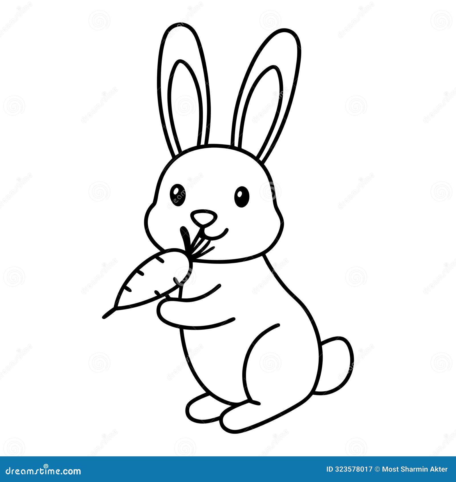 Rabbit Eating Carrot Coloring Page Collection. Stock Vector ...