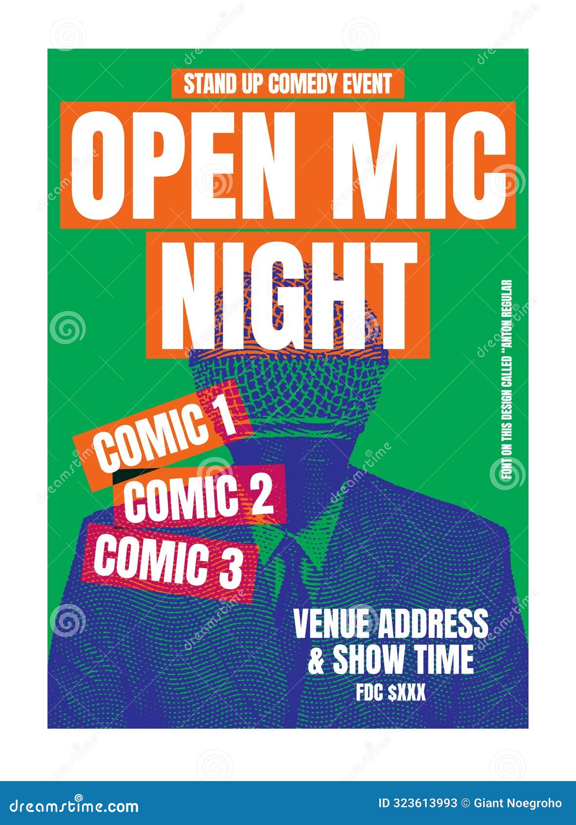 Open Mic Night Poster, for Comedy Club or Stand Up Comedy Event, Stock ...