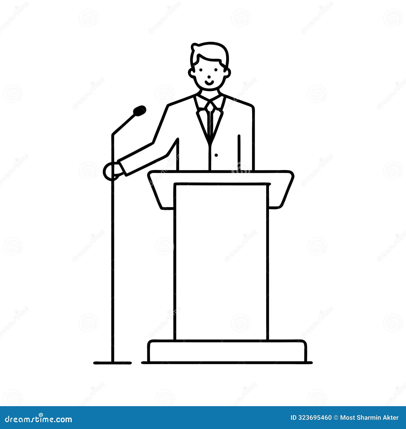 Young Presidential Candidate Campaign One Line Art Vector Illustration ...