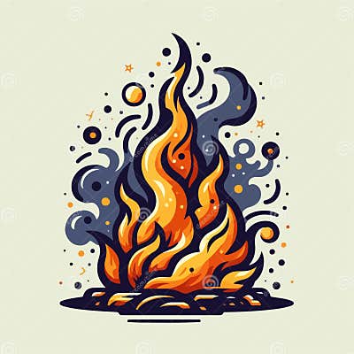 Vibrant Fire Illustration - Abstract Vector Art of Flames and Smoke ...