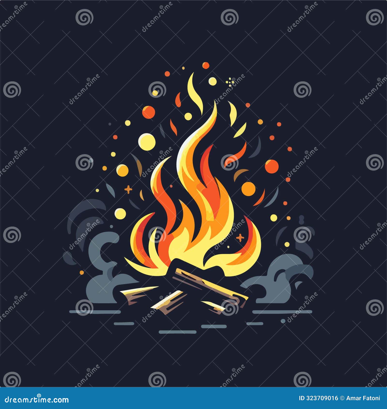 Colorful Campfire Vector Art - Stylized Illustration of Flames and Logs ...