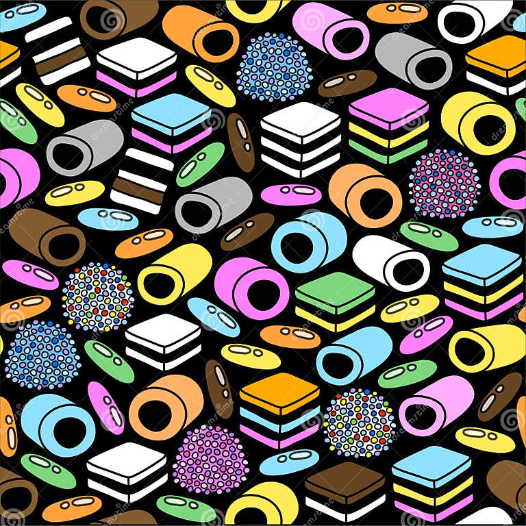 Liquorice Candy Seamless Background. Assorted Licorice Candies on Black ...