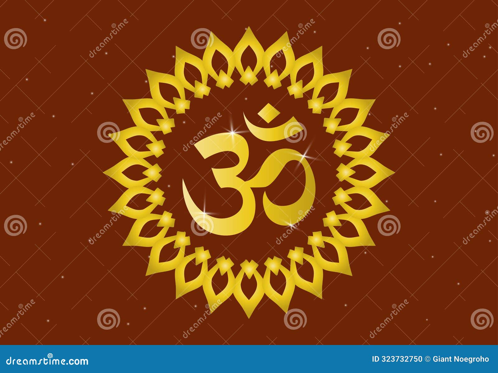 Om or Ohm or Rum, with Mandala Stock Illustration - Illustration of ...
