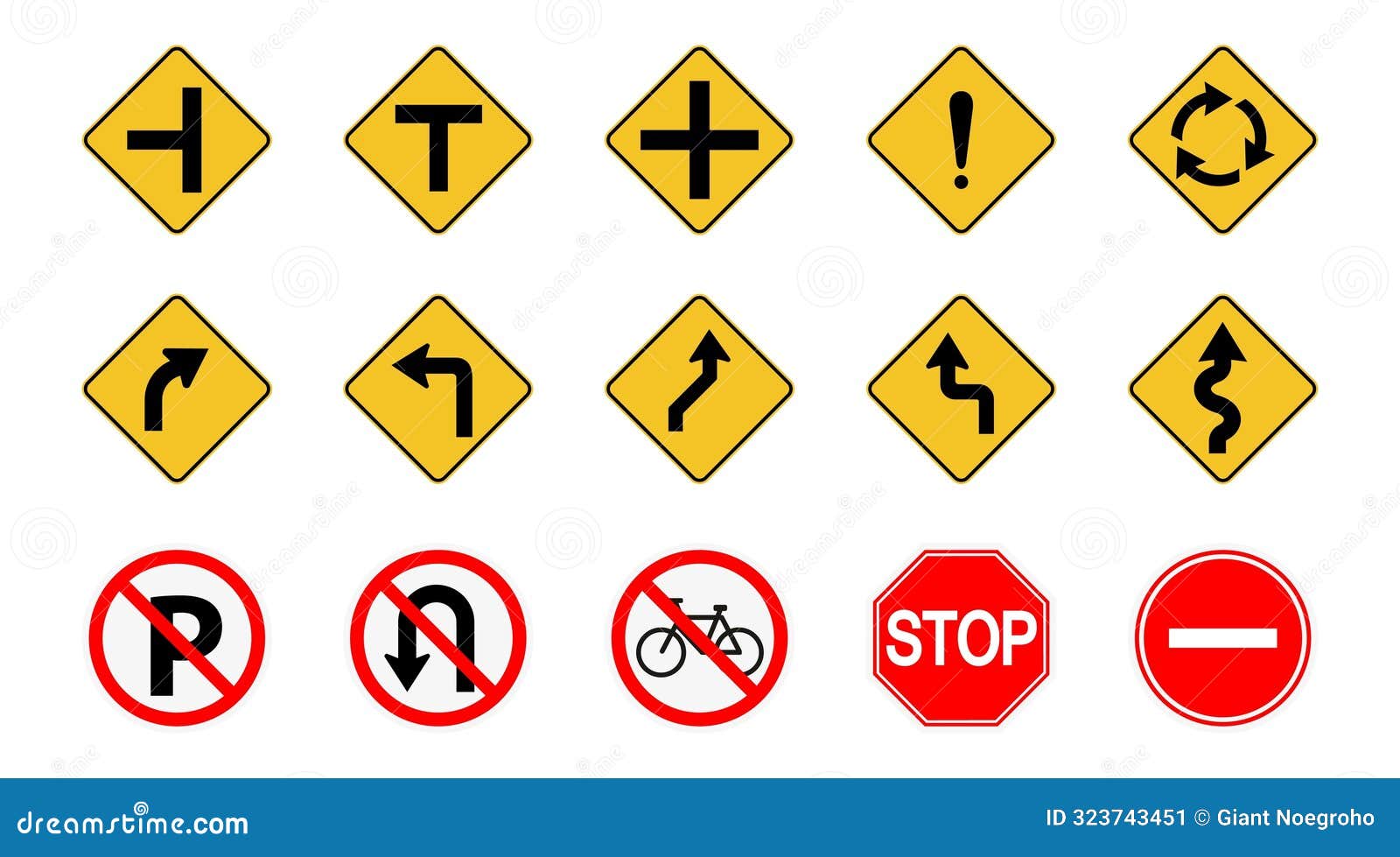 Set of Road Signs, Arrow Caution or Danger Sign Stock Illustration ...