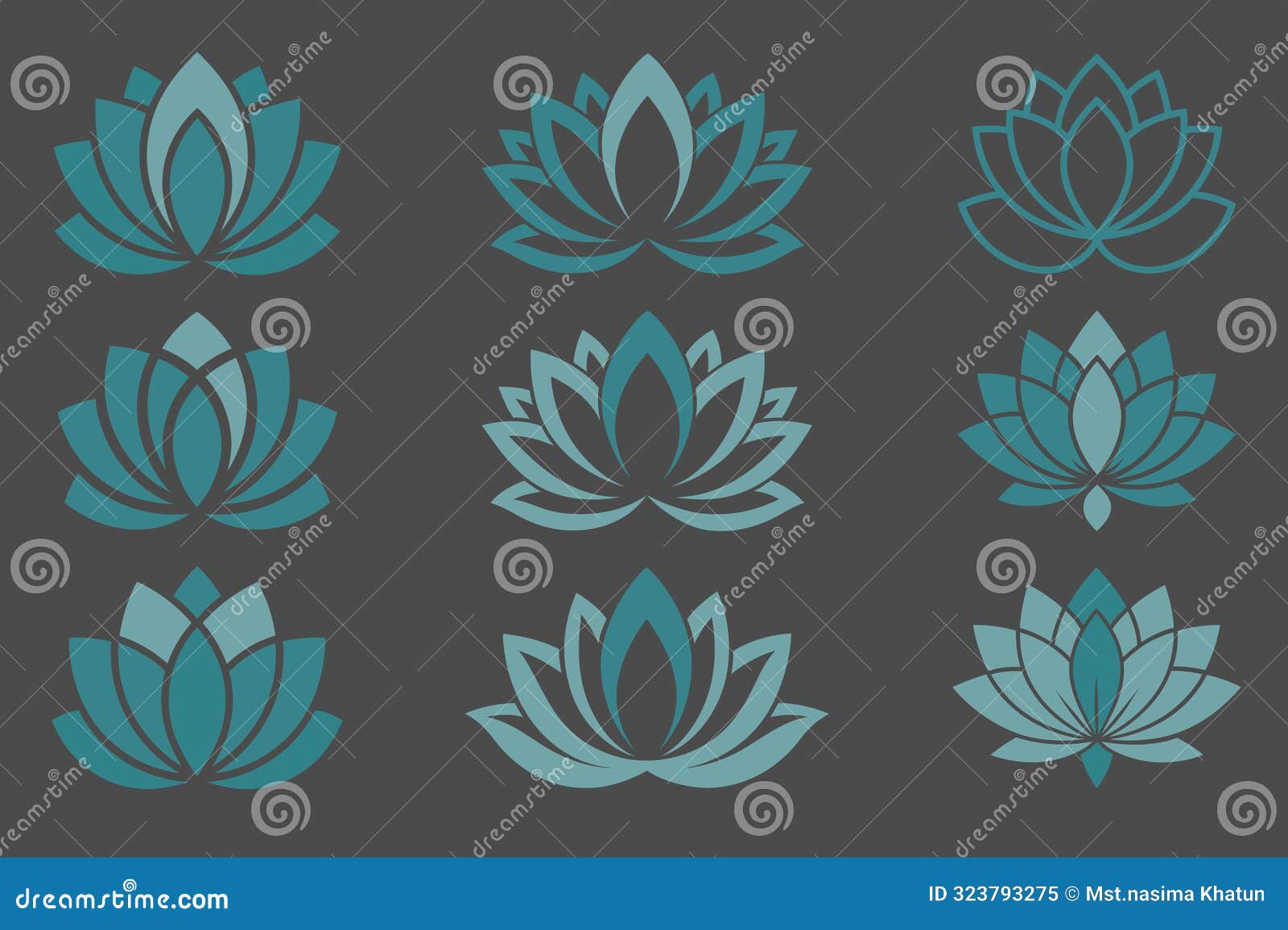 Lotus Symbol Illustration Icon Set Stock Illustration - Illustration of ...