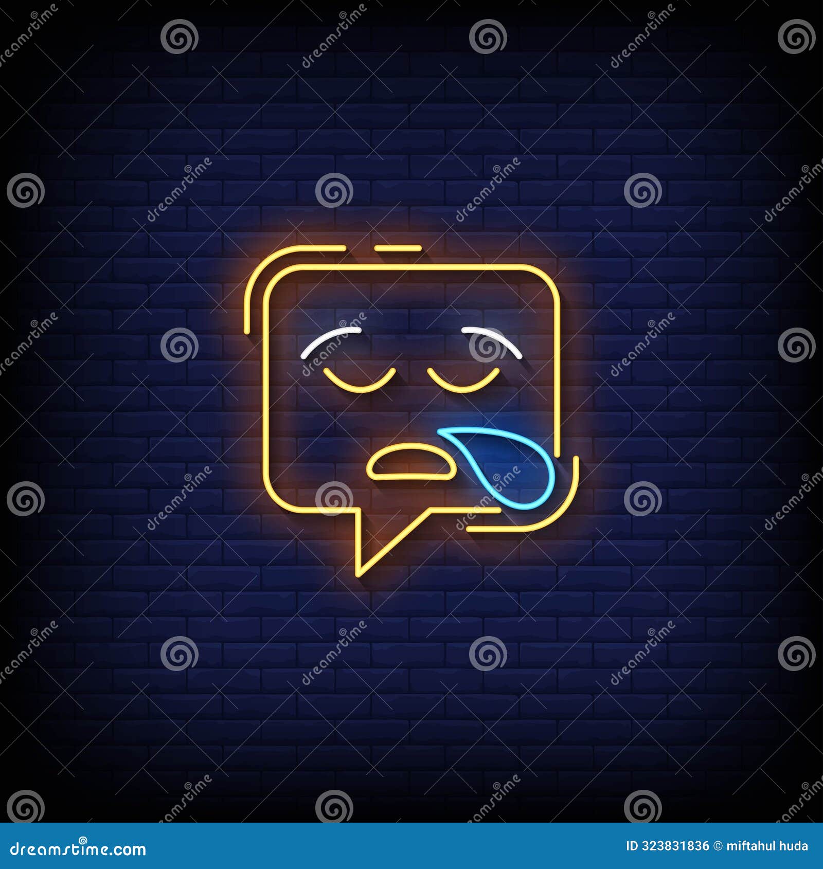Sleepy Emoji Symbol Neon Sign Vector Stock Vector - Illustration of ...