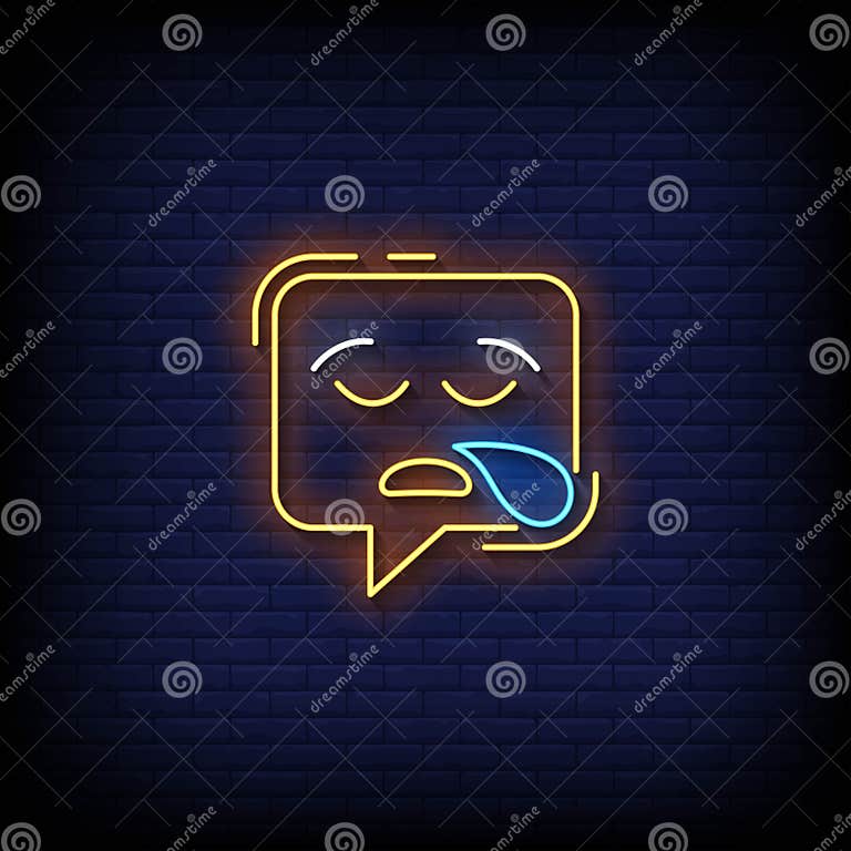 Sleepy Emoji Symbol Neon Sign Vector Stock Vector - Illustration of ...