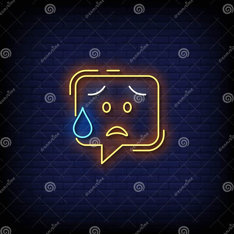 Disappointed Emoji Symbol Neon Sign Vector Stock Vector - Illustration ...