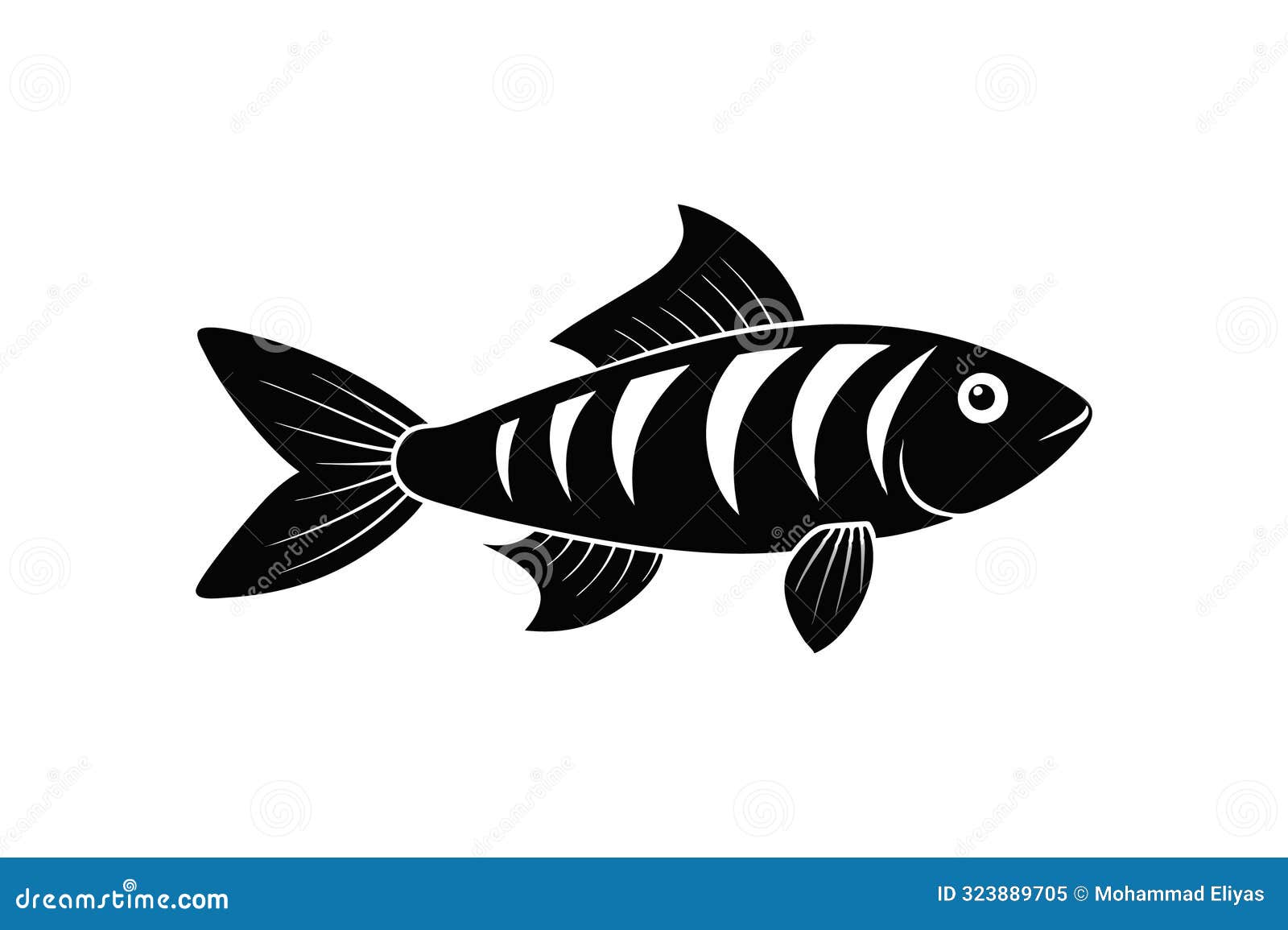 Zebrafish Silhouette Black Color Vector Illustration Stock Vector ...