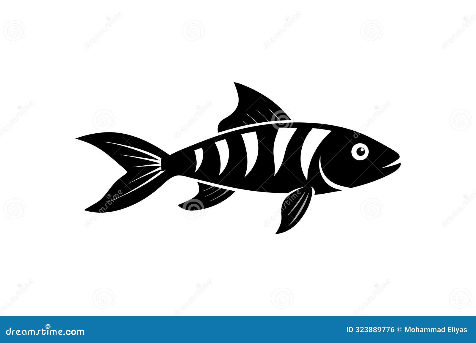 Zebrafish Silhouette Black Color Vector Illustration Stock Vector ...