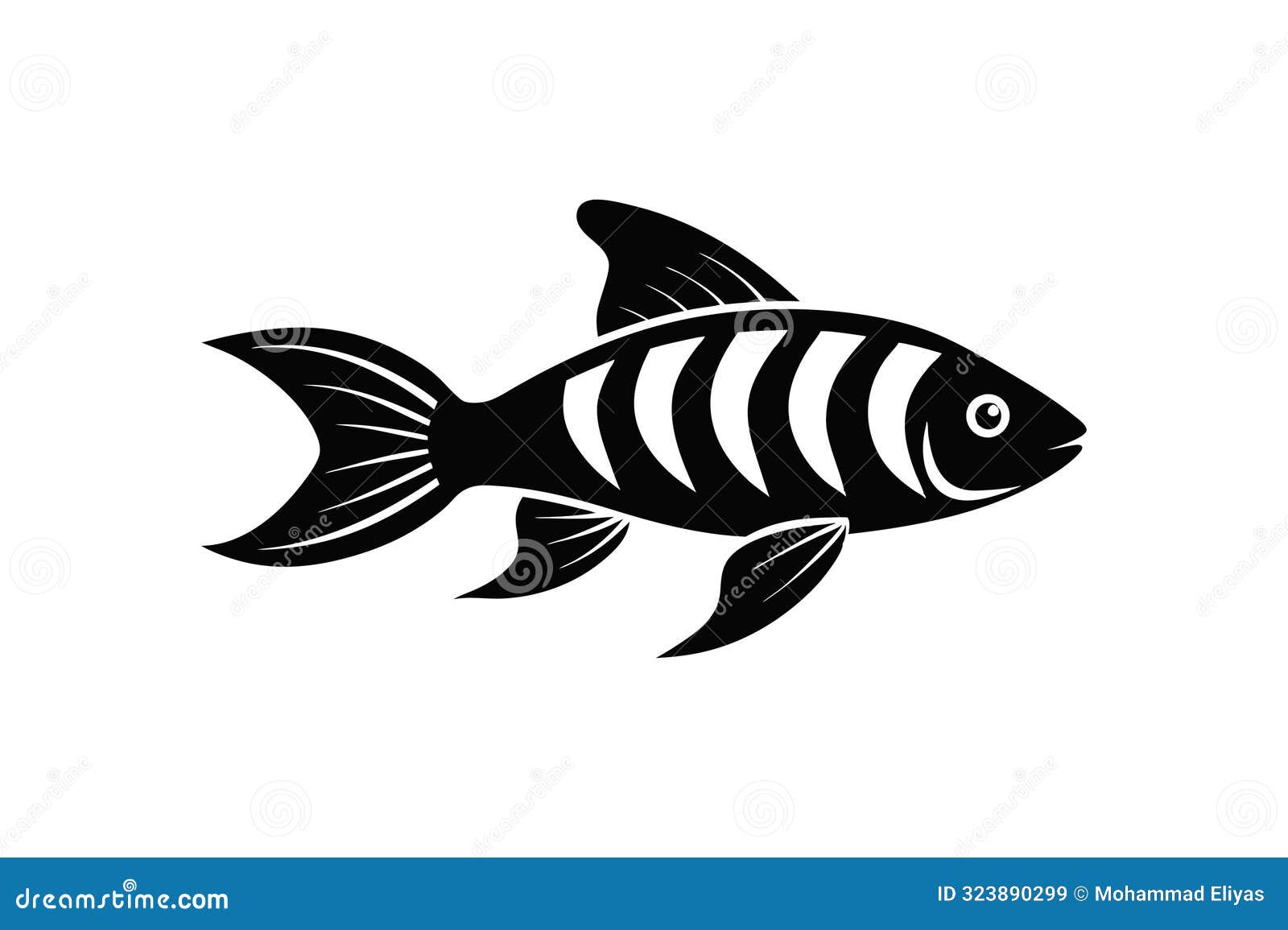 Zebrafish Silhouette Black Color Vector Illustration Stock Vector ...