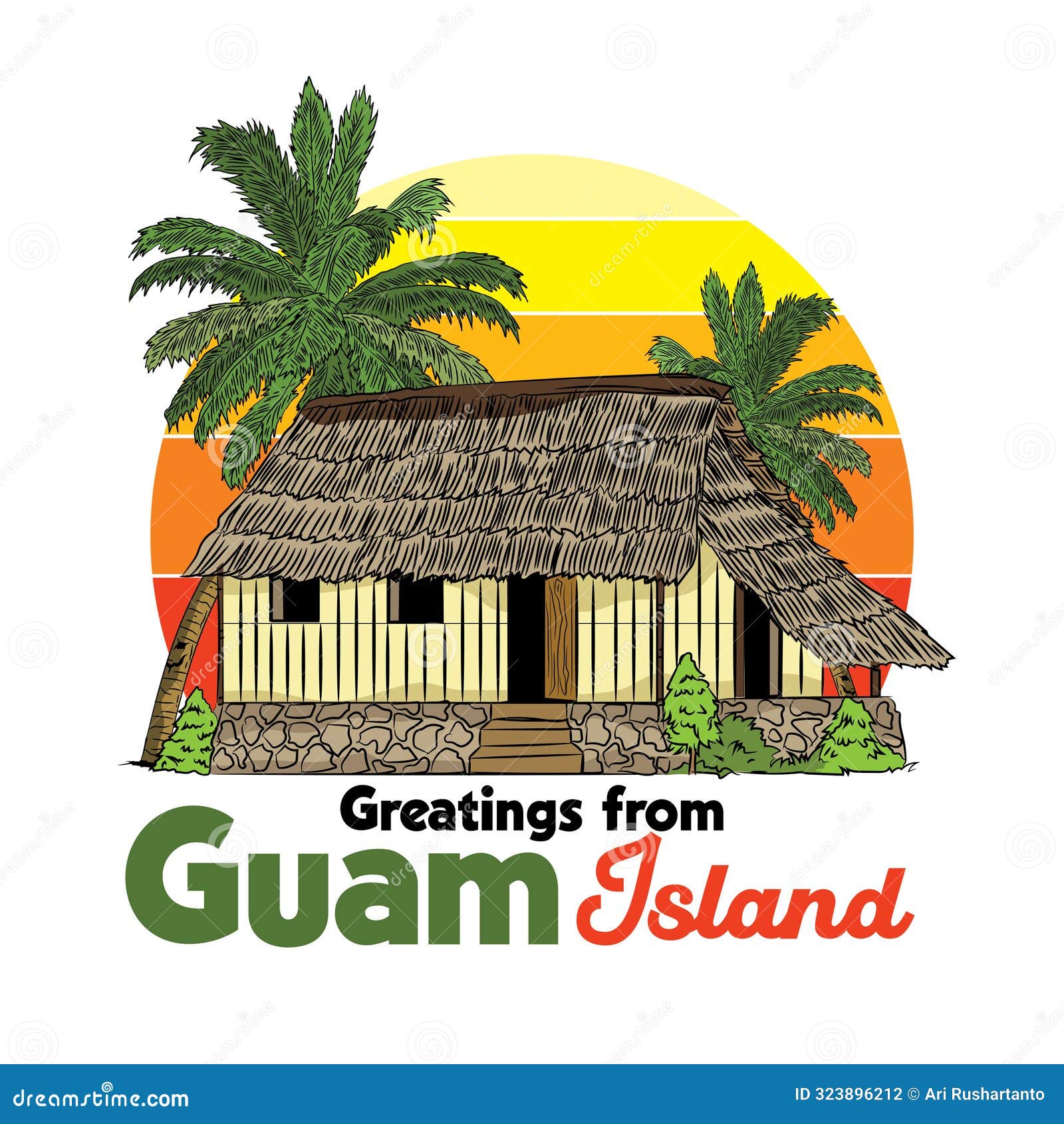 Traditional Hut of Guam Island Vector Illustration Stock Vector ...