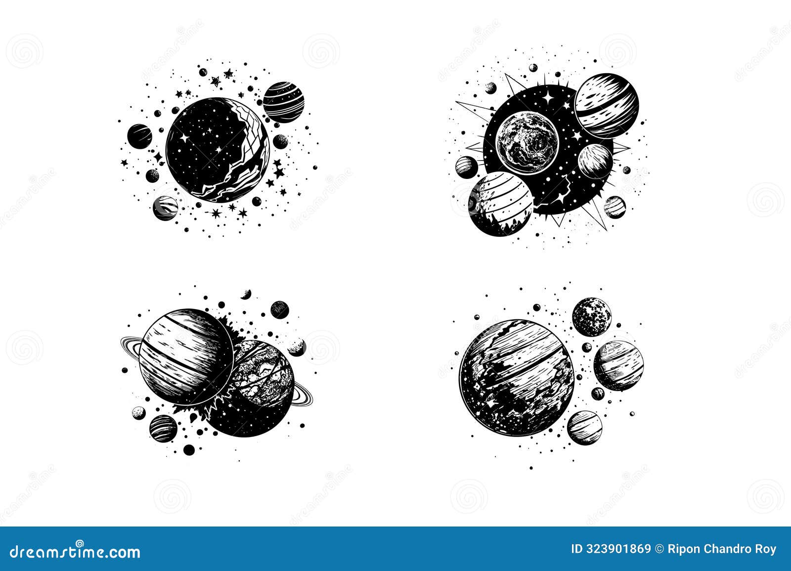 Masterpiece Rough Color Pencil Sketch-of-planets Stock Illustration ...