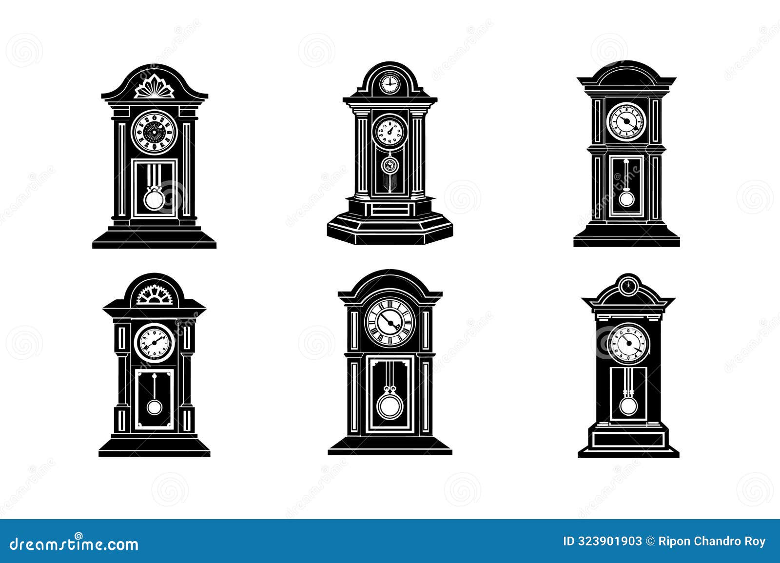 A Black Grandfather Clock Vector File Stock Illustration - Illustration ...