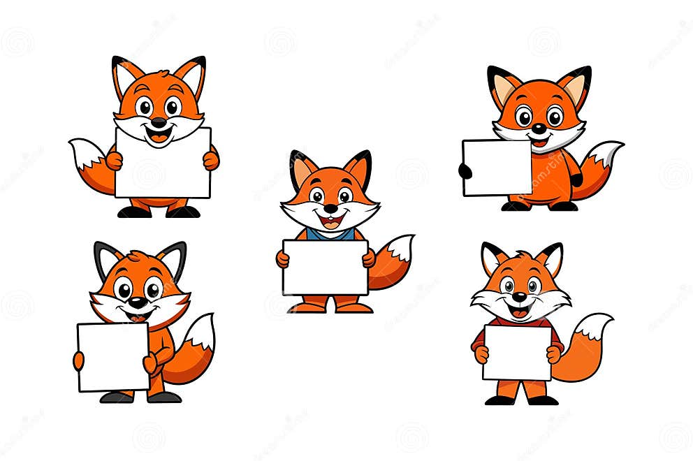 A Fox Hold Big Blank-sign-square-in Center Stock Illustration ...