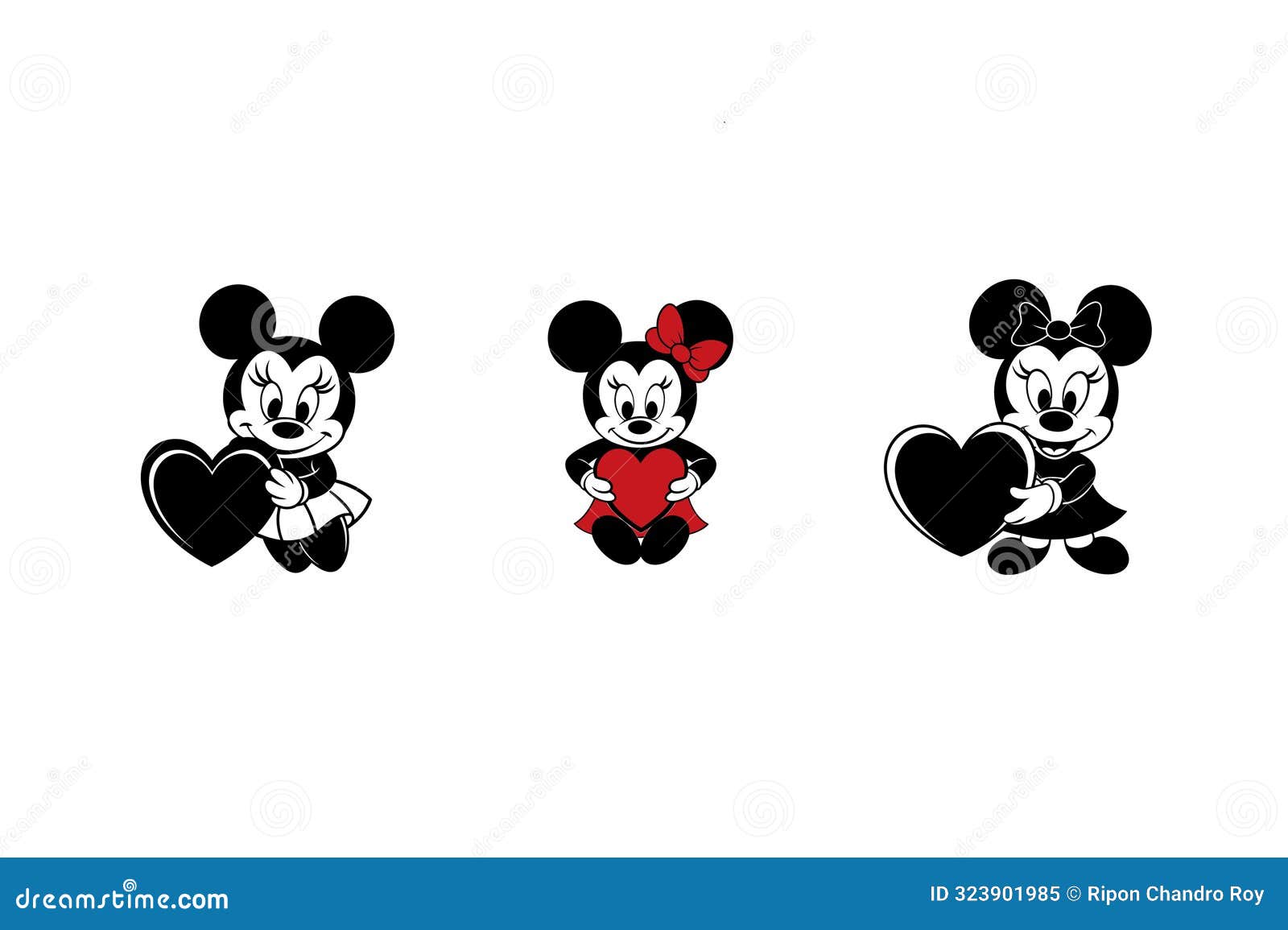 Make a Minnie Mouse Holding a-black-heart Stock Illustration ...